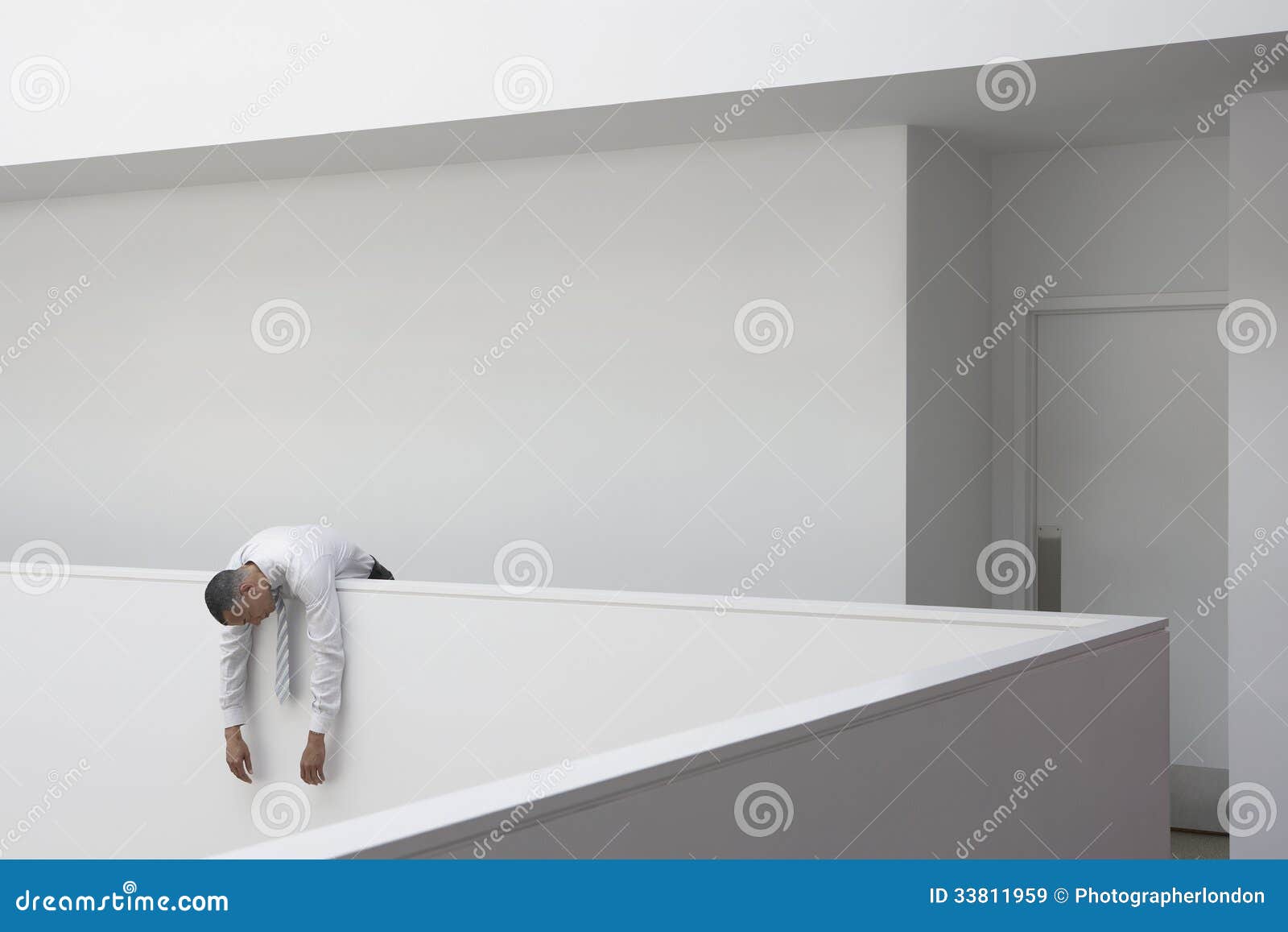 Man Hanging Over Balustrade Stock Image - Image of copyspace, formals ...