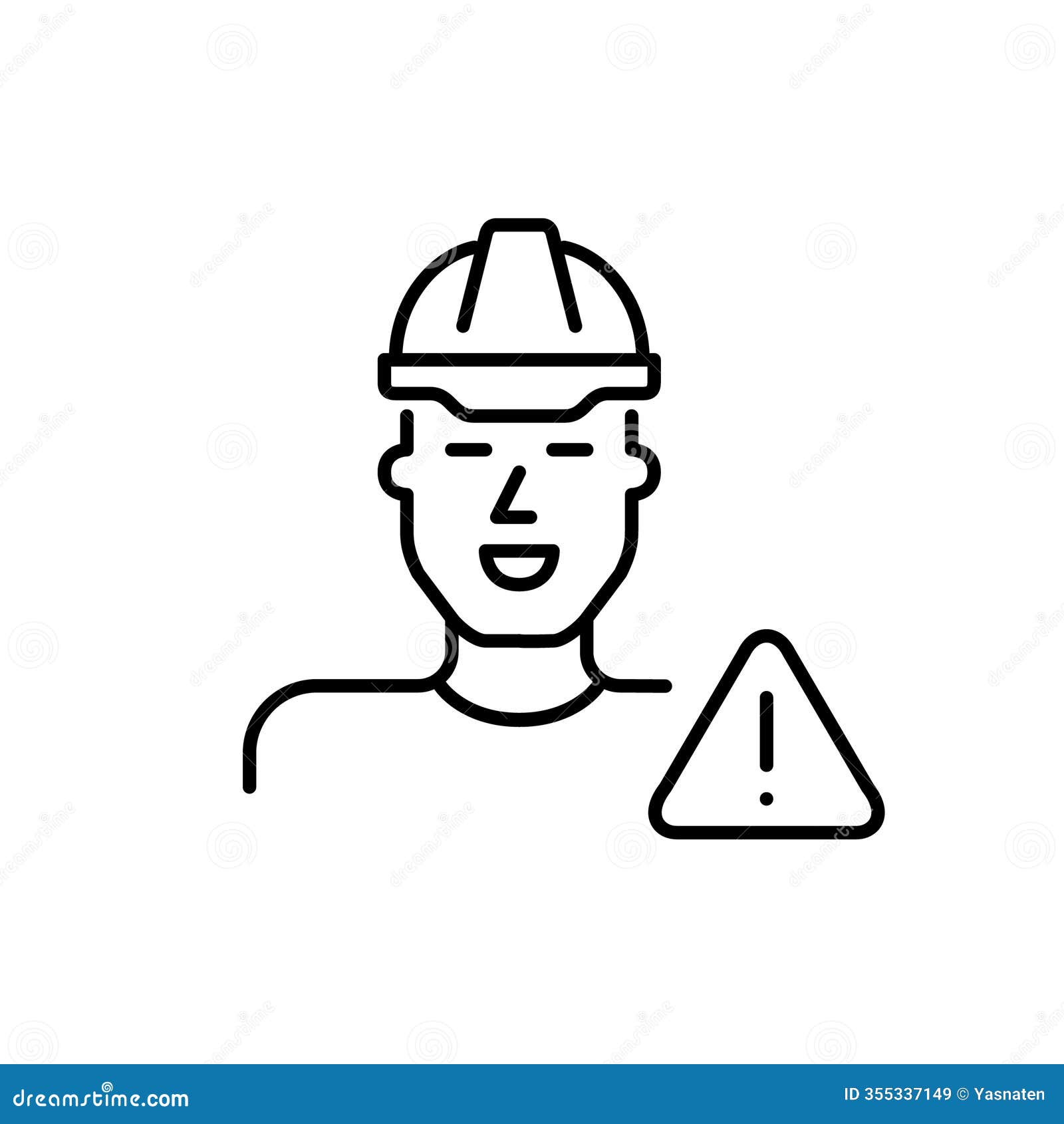 Man in Hard Hat and Exclamation Mark in Triangle. Safety Compliance ...