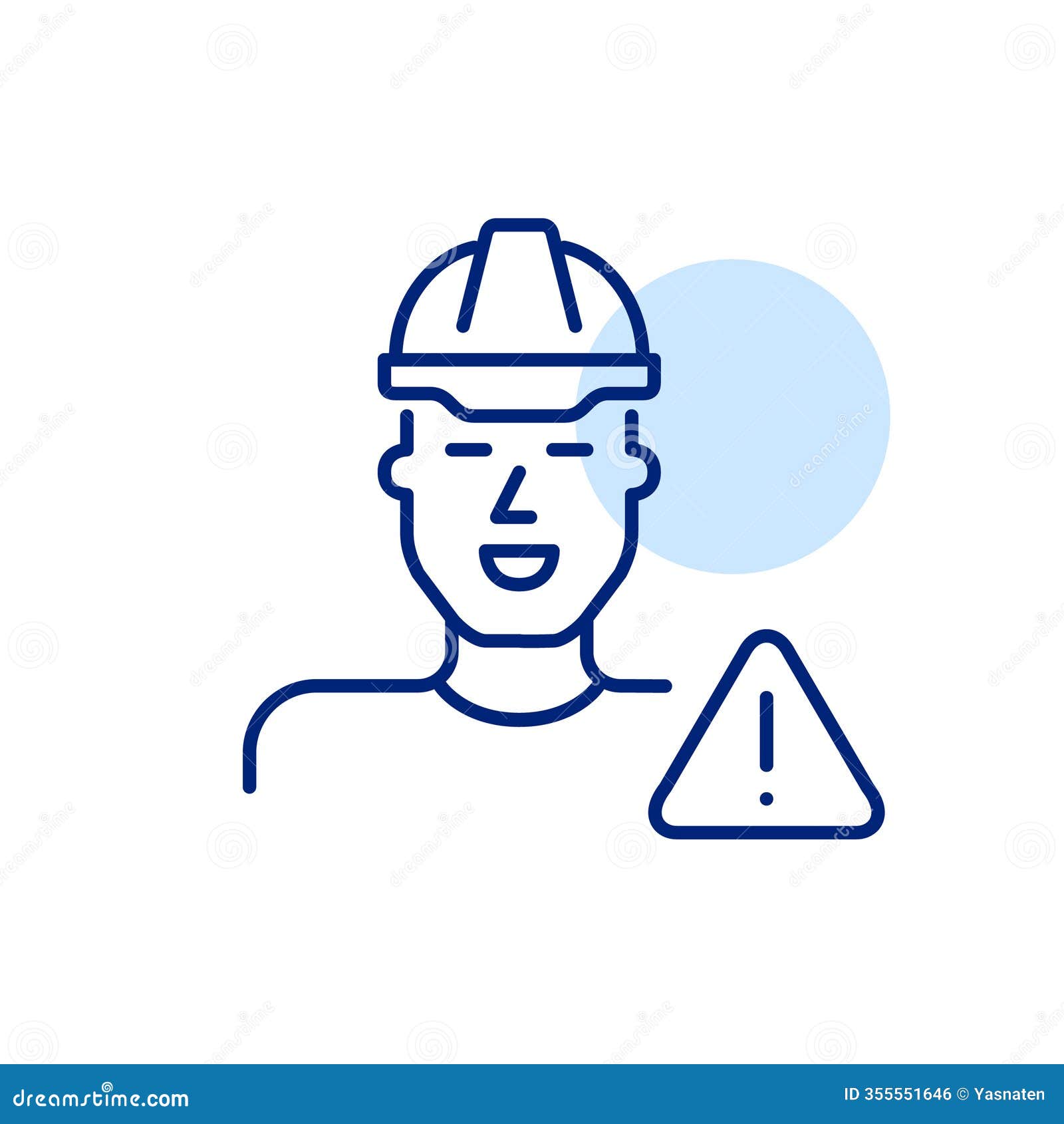 Man in Hard Hat and Exclamation Mark in Triangle. Safety Compliance ...
