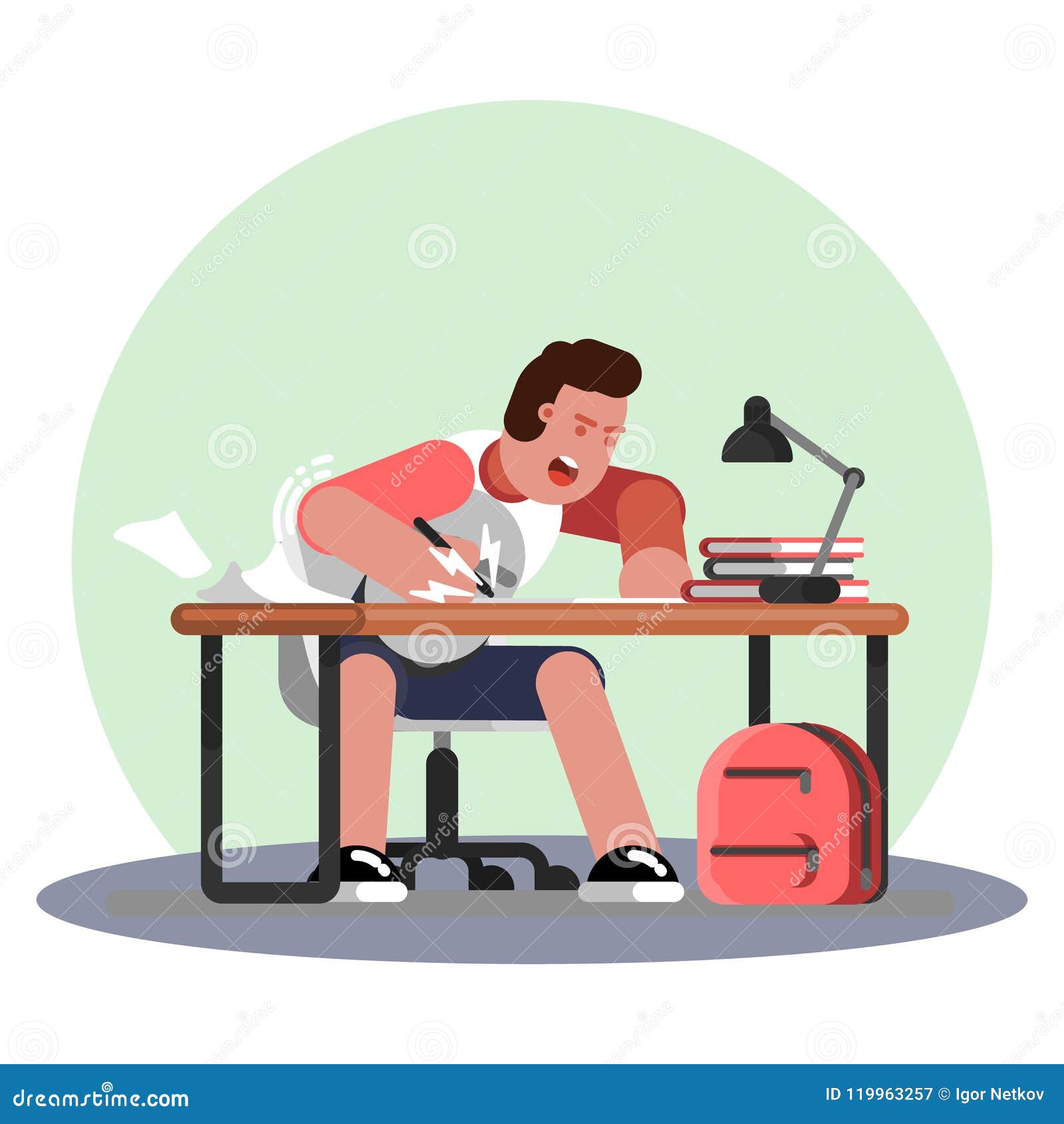 Man Hard Working and Studing Stock Vector - Illustration of female ...