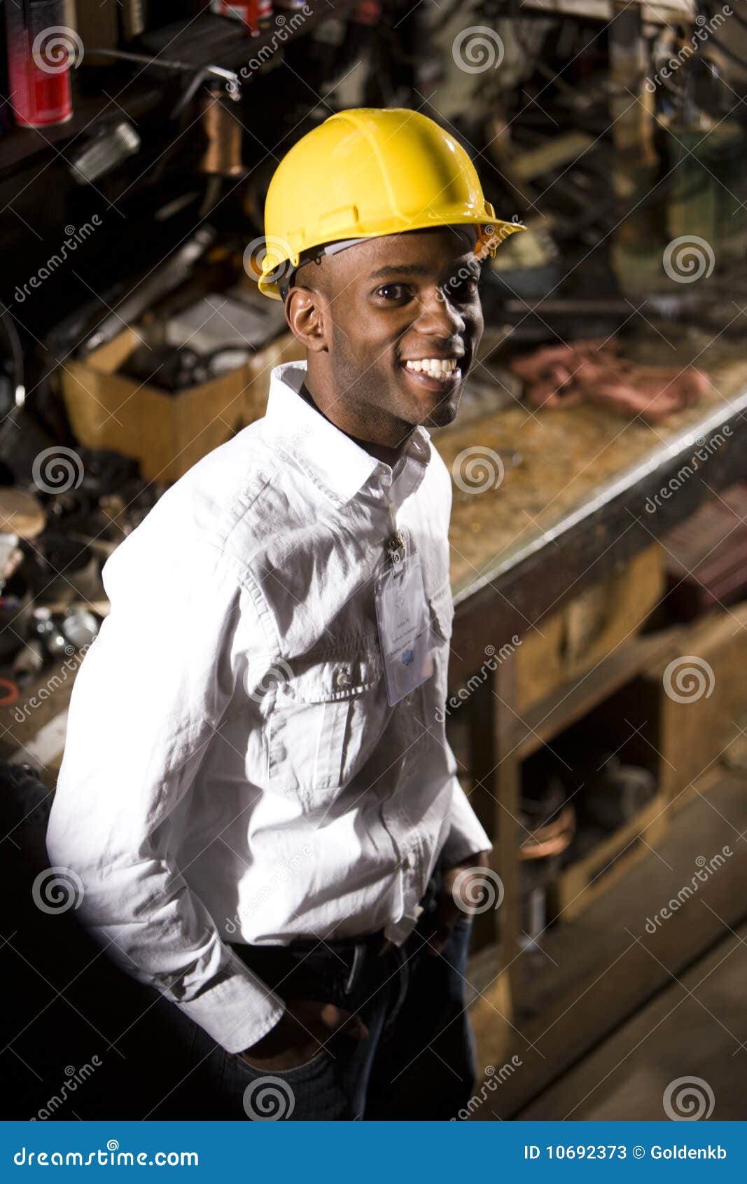 Man in a hardhat stock image. Image of looking, industrial - 10692373