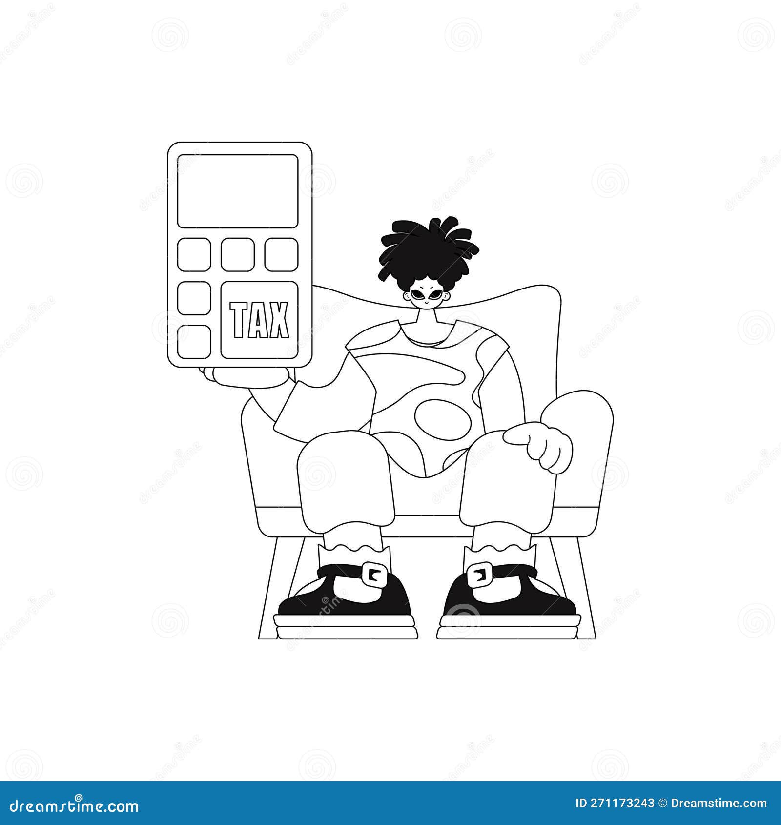 Man Has Calculator in Hand. Linear Design. Vector Art. Stock Vector ...