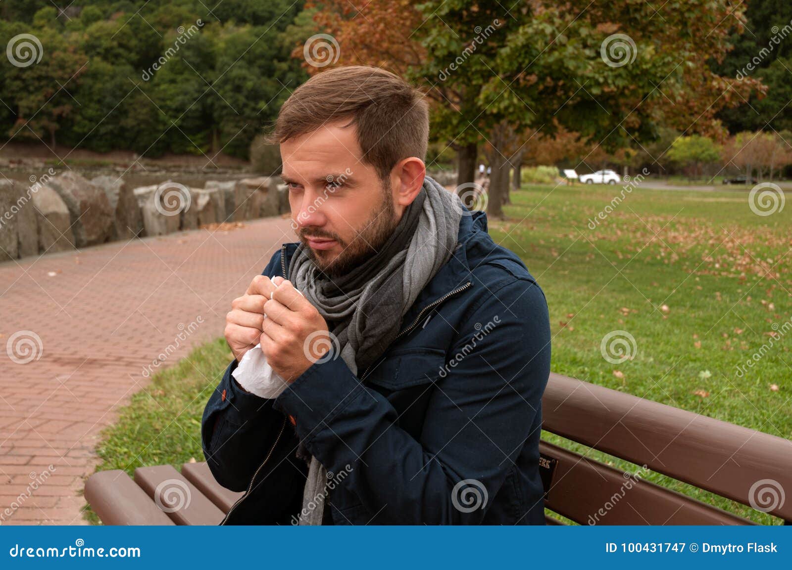 Man Has Cold or Flu. Man Has Catch Cold Stock Image - Image of ...