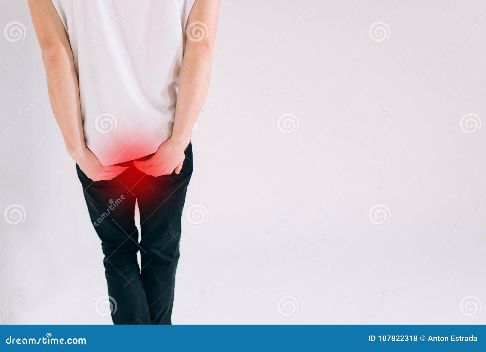 Man Has Diarrhea Holding His and Isolated on White Background Stock ...