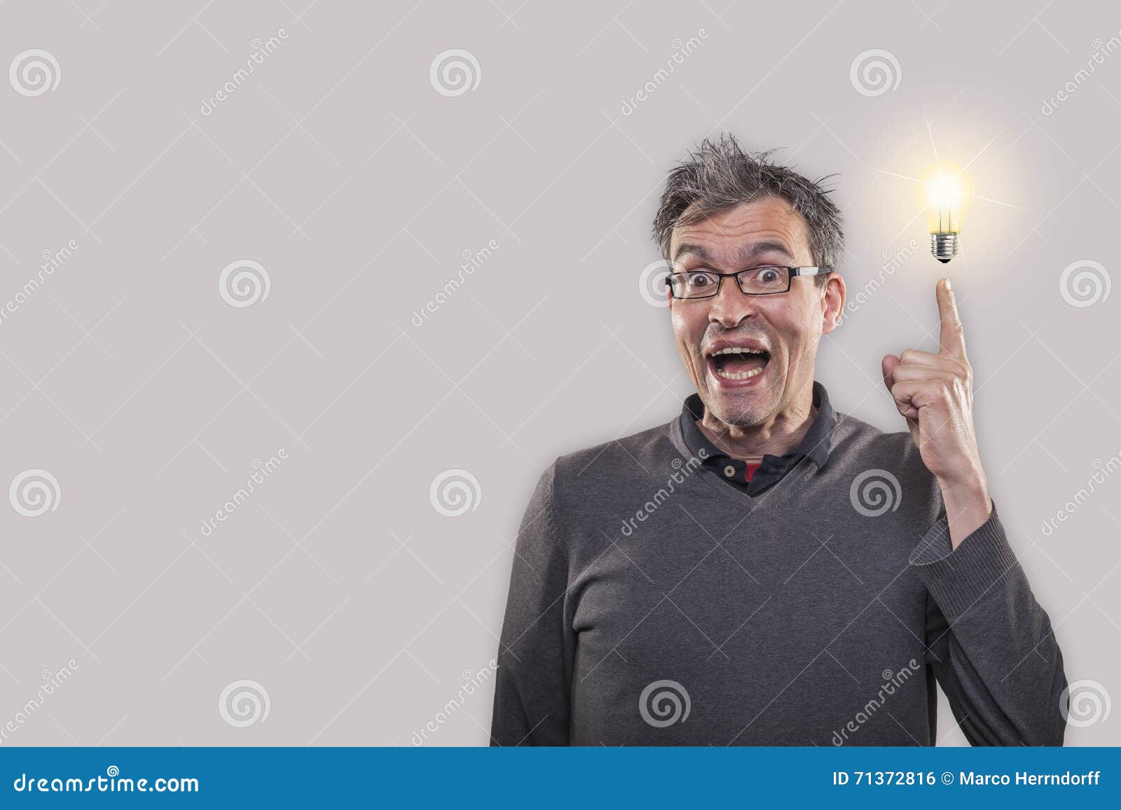 Man has a genius idea stock photo. Image of hair, exhortation - 71372816
