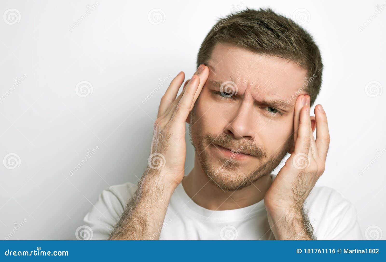 Man has a headache stock photo. Image of people, emotion - 181761116
