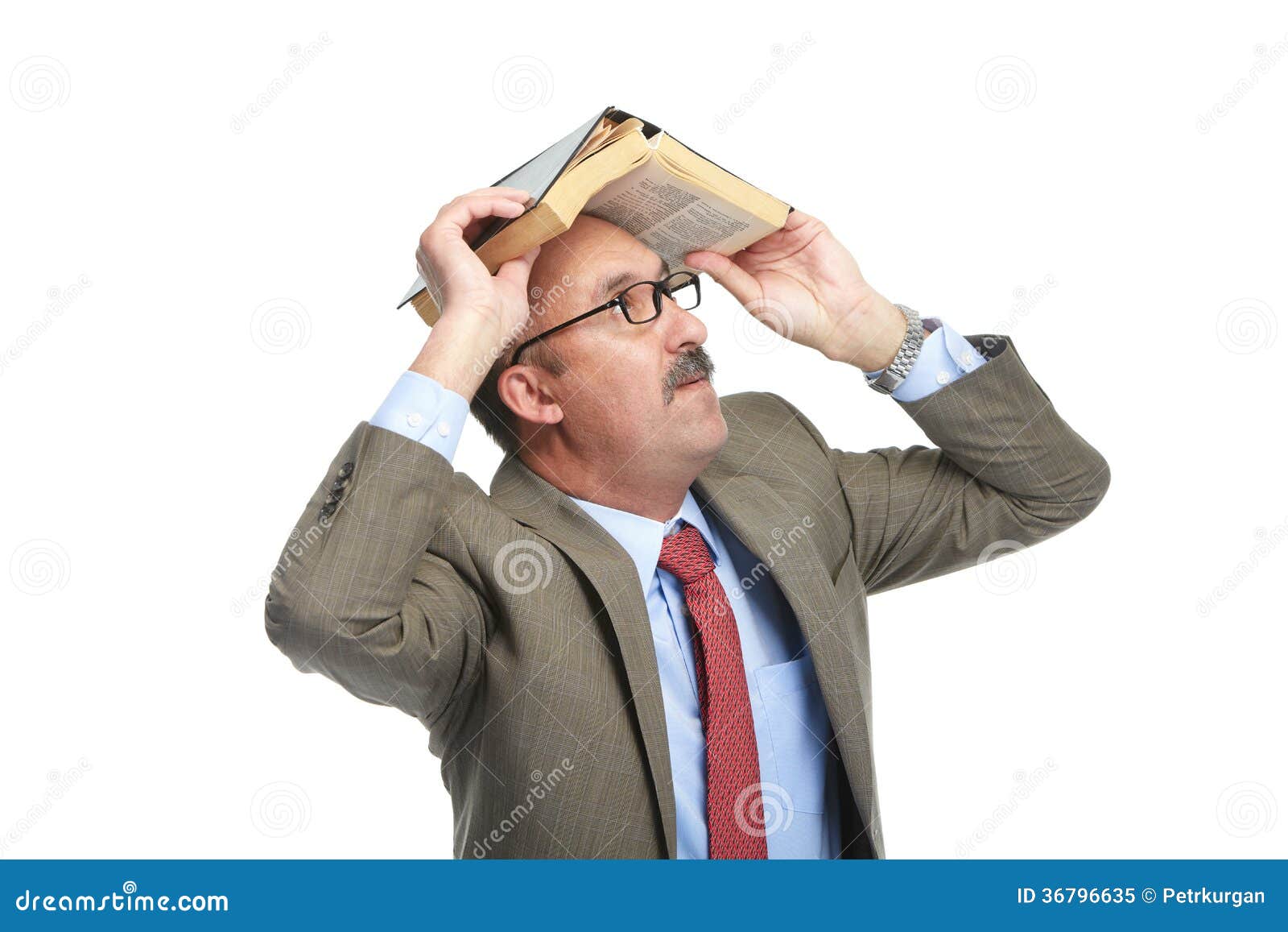 The Man Has Hidden Under the Book Stock Image - Image of person ...