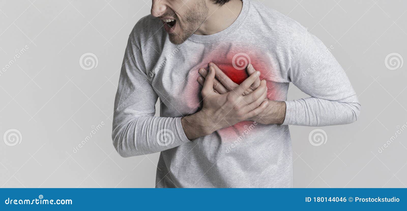 Man Has Hurt in Chest, Highlighted in Red Stock Photo - Image of ...