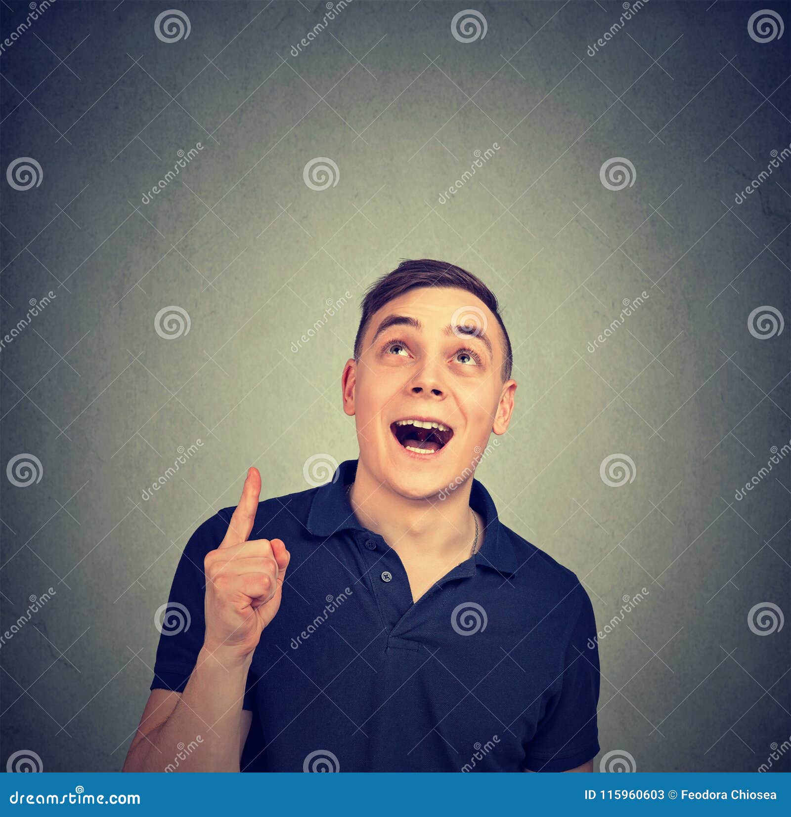 Man Has an Idea, Pointing with Finger Up. Stock Image - Image of genius ...