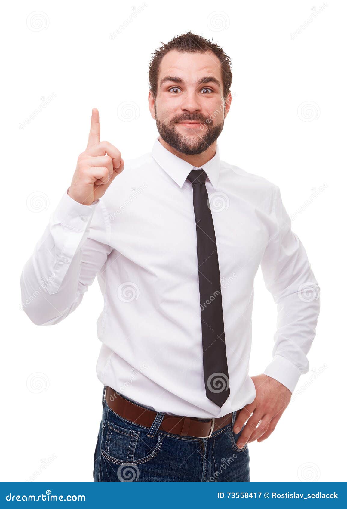 Man has an idea stock image. Image of male, looking, people - 73558417