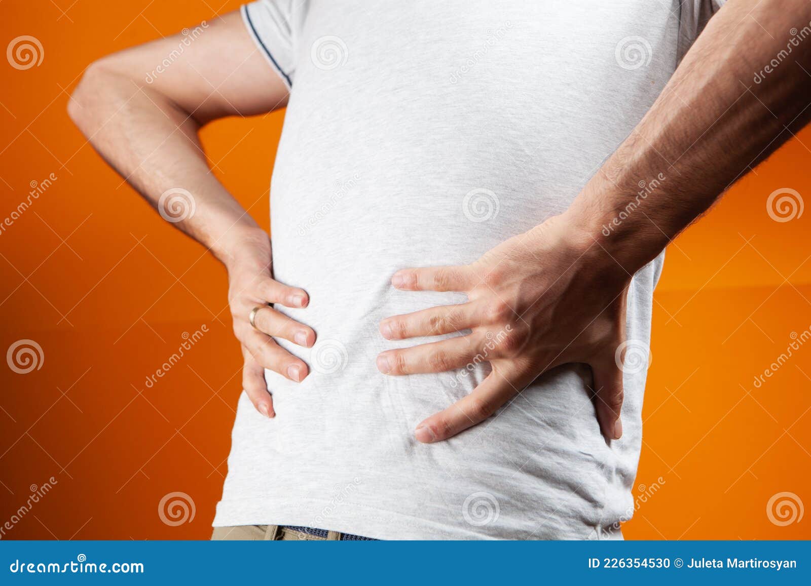 The man has kidney pain stock photo. Image of hurt, lumbar - 226354530