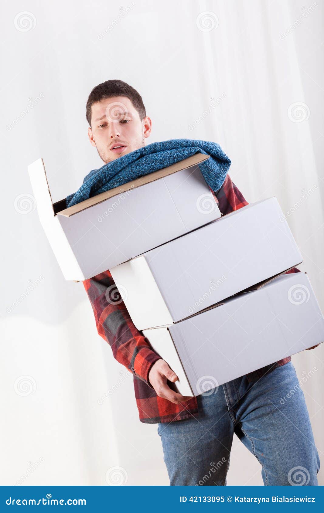 Man Has a Problem with Boxes Stock Image - Image of carton, mortgage ...