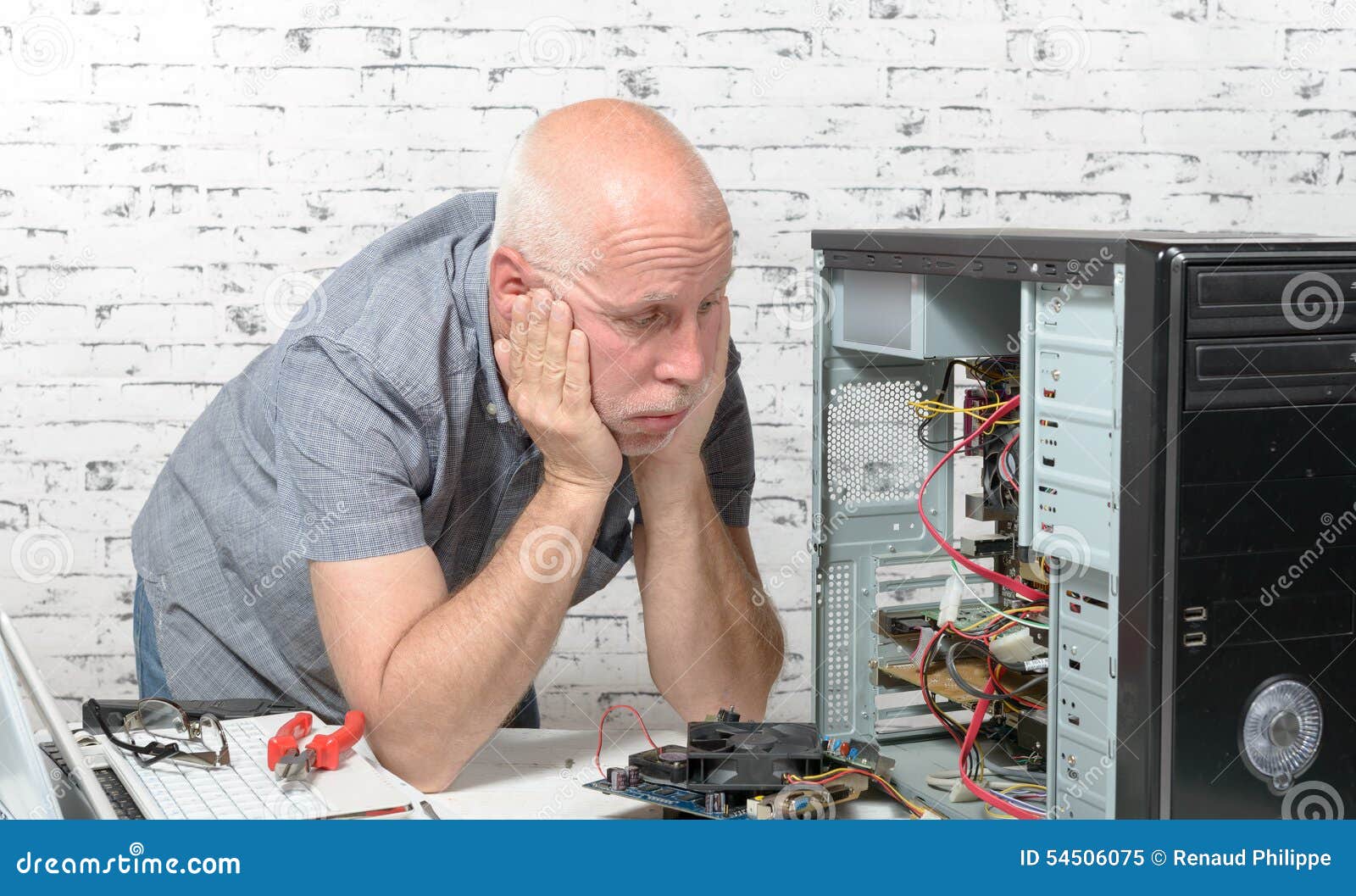 A man has a problem stock image. Image of repair, unhappy - 54506075