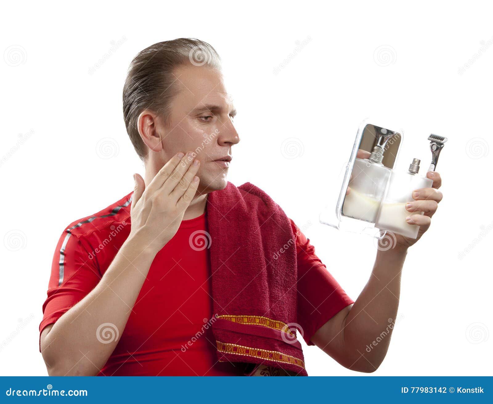 Man Has a Shave with the Razor Stock Photo - Image of healthcare ...