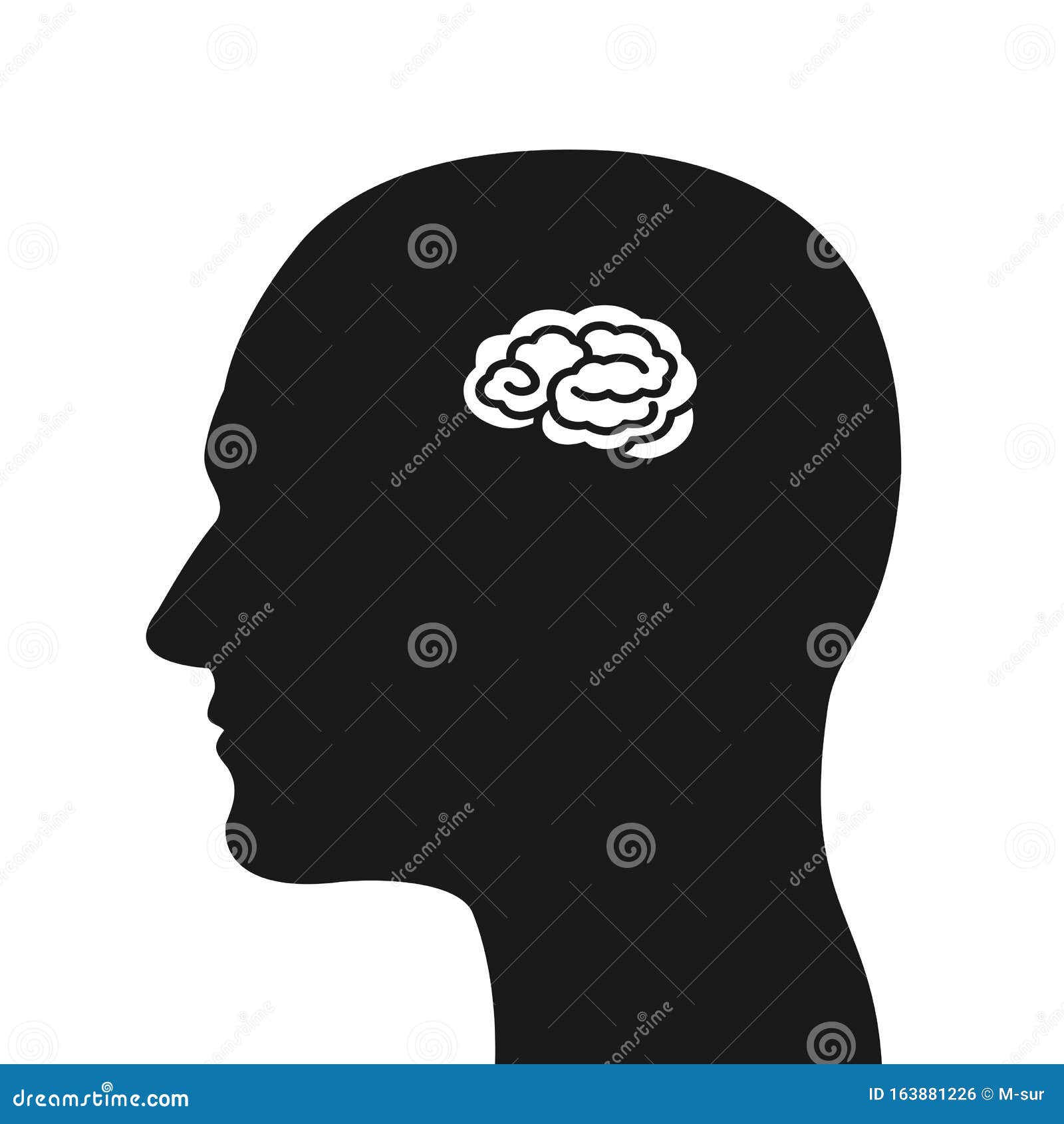 Man Has Small Brain in the Head Stock Illustration - Illustration of ...