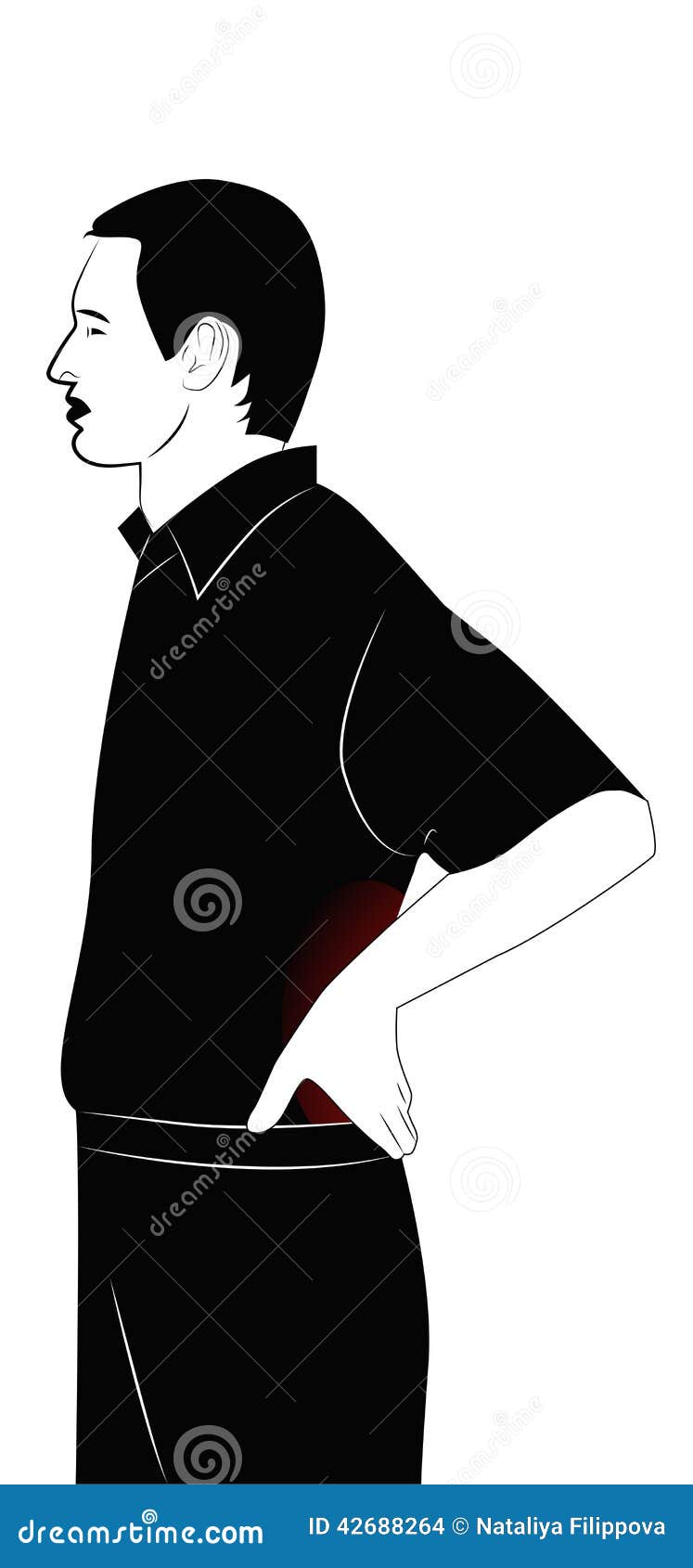 The man has a sore back stock vector. Illustration of soreness - 42688264