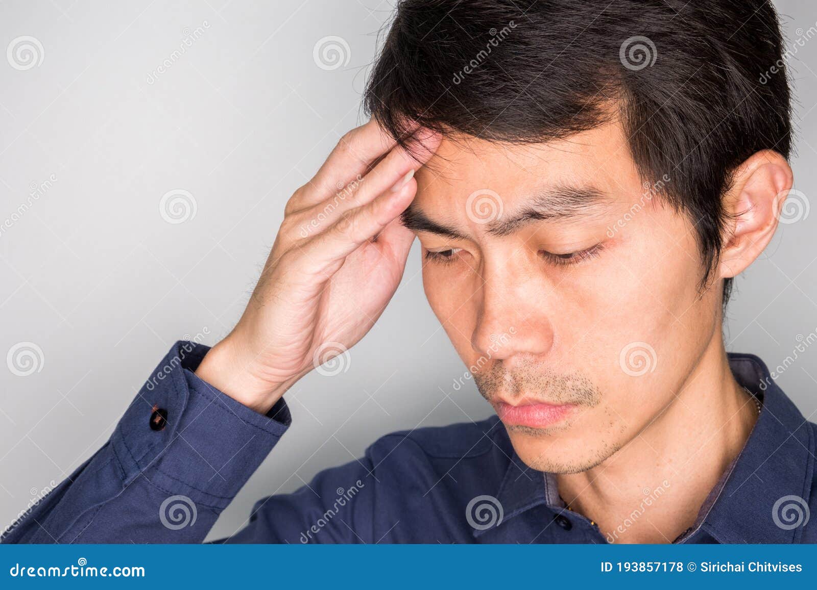 A Man Has Trouble. he Worry and Headache. a Man Confused Stock Photo ...