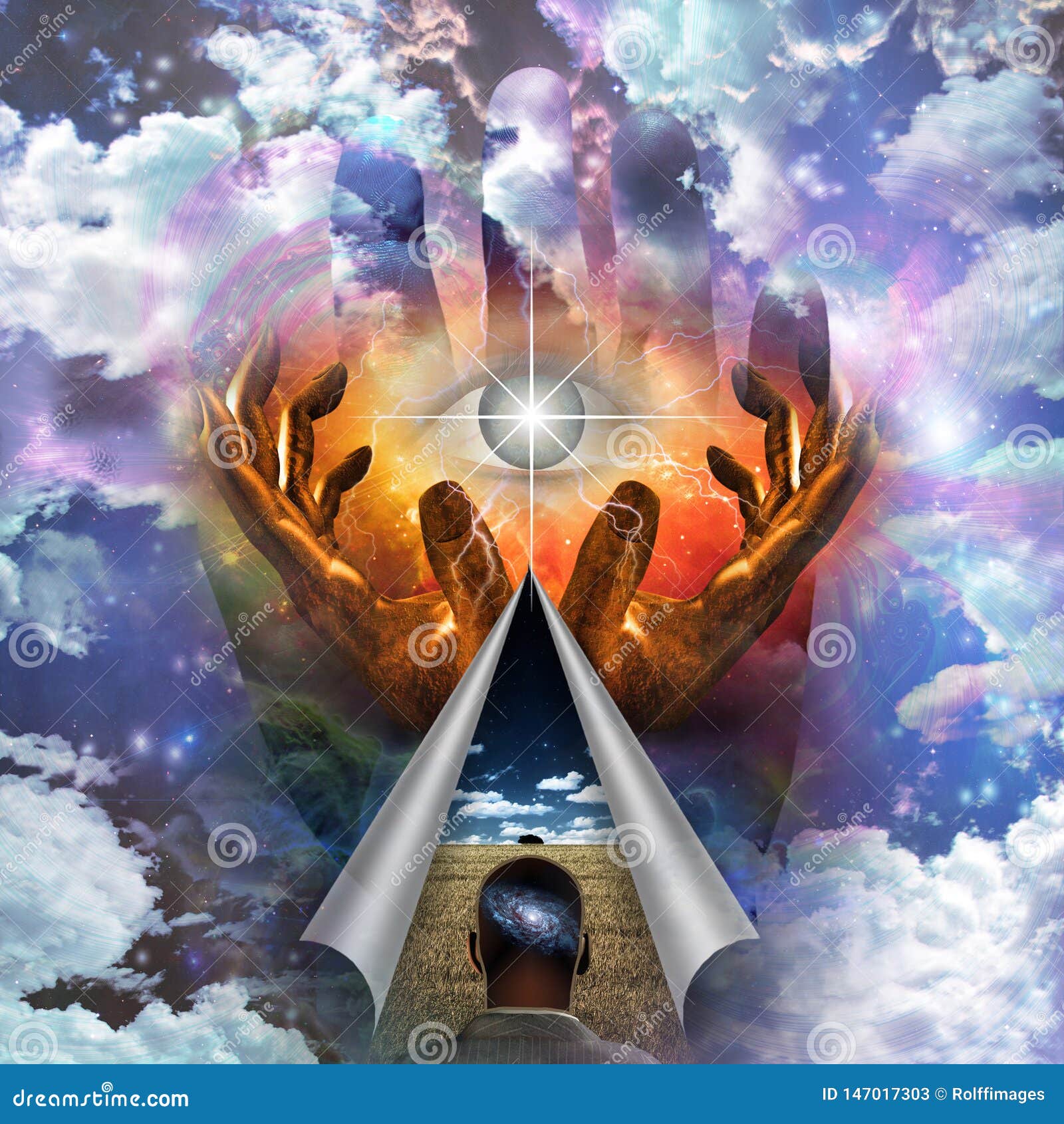 Man has vision stock illustration. Illustration of colorful - 147017303