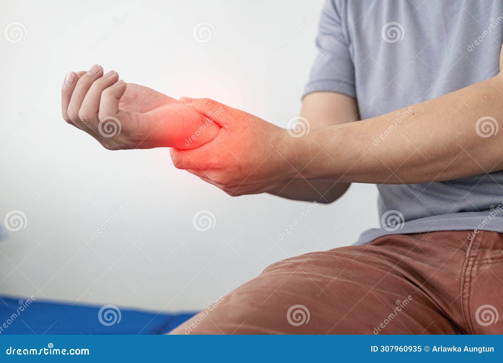 Man Has Wrist Pain from Using Smartphone or Computer for a Long Time ...