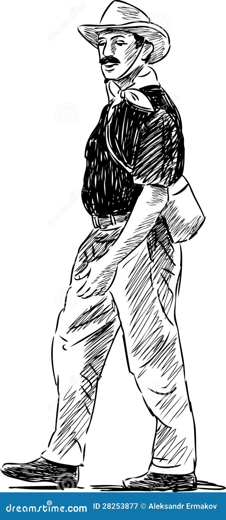 Man in a hat stock vector. Illustration of realistic - 28253877