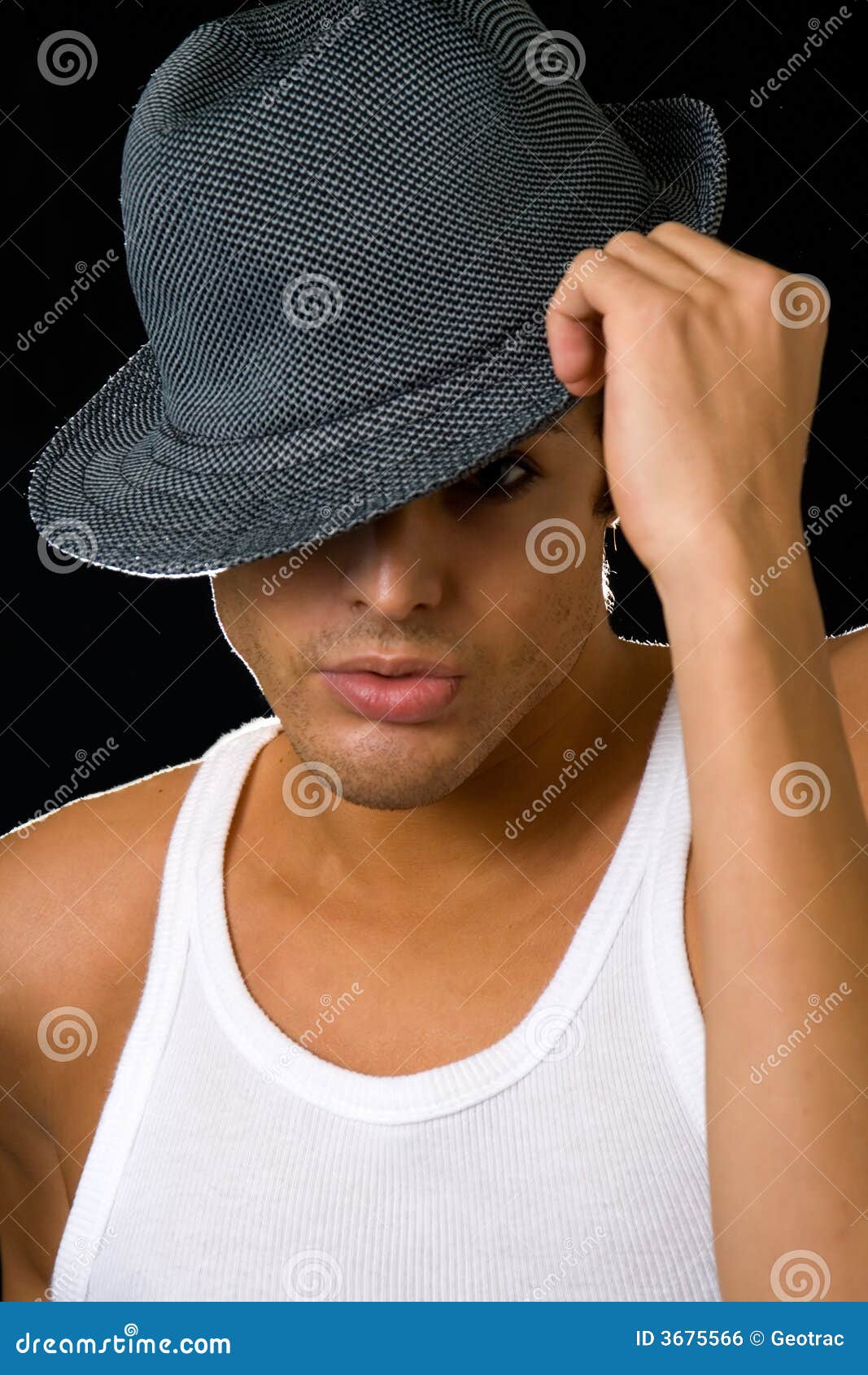 Man in hat stock photo. Image of accessory, black, portrait - 3675566
