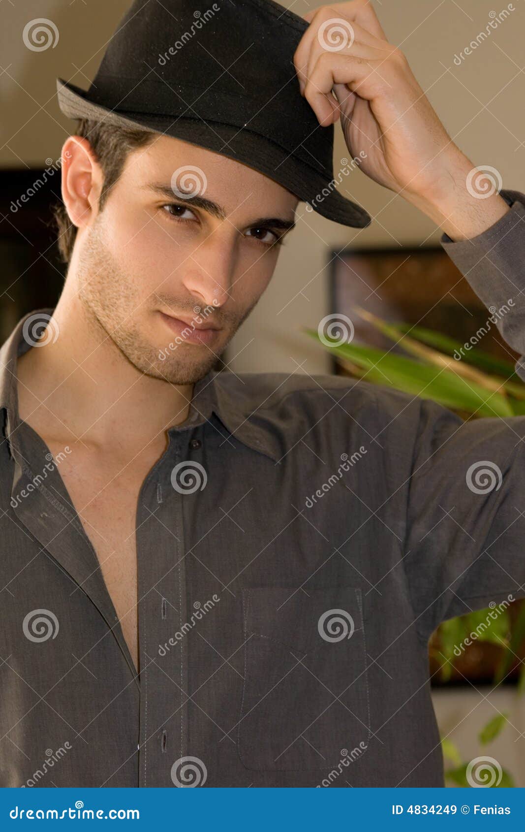 Man with hat stock image. Image of adult, attractive, front - 4834249