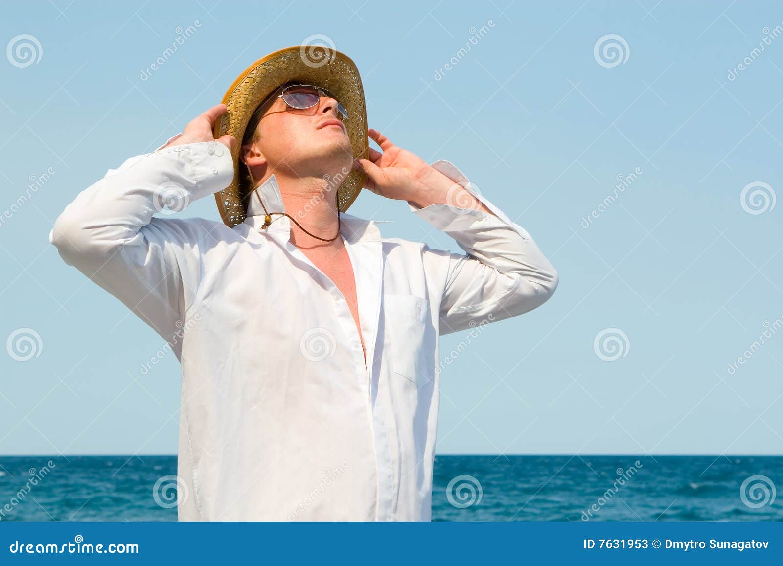 Man with hat on the beach stock image. Image of freedom - 7631953