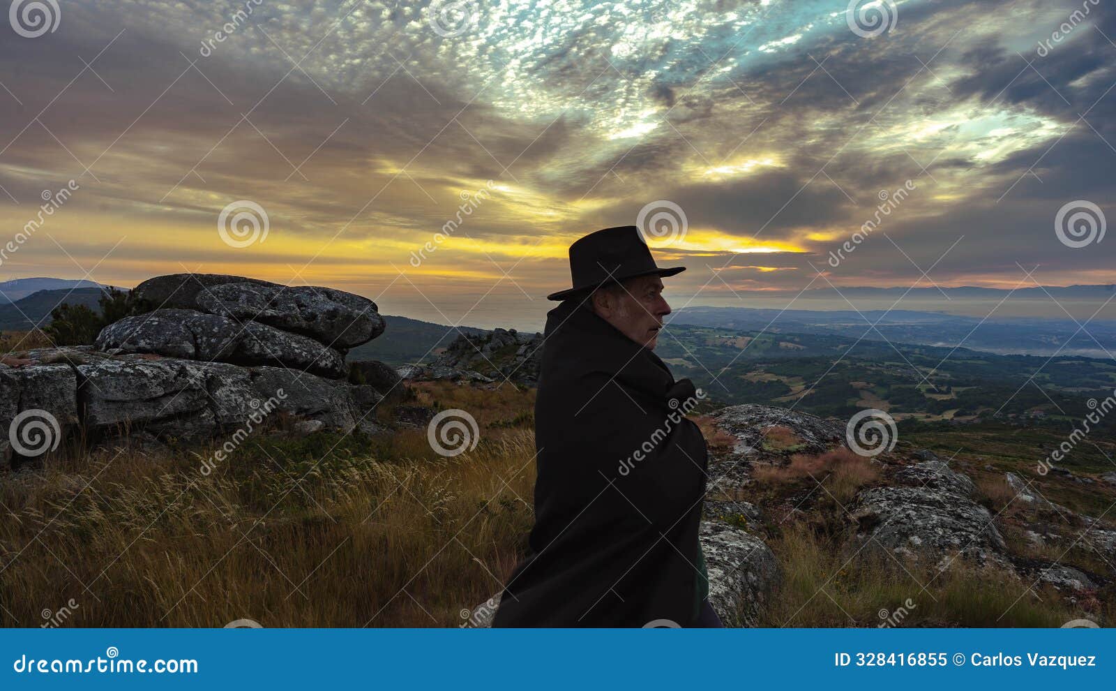 Man with hat and cape stock image. Image of cape, look - 328416855