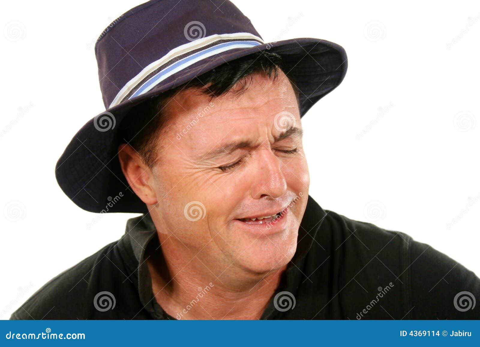 Man in Hat Crying stock photo. Image of dismay, blubbering - 4369114