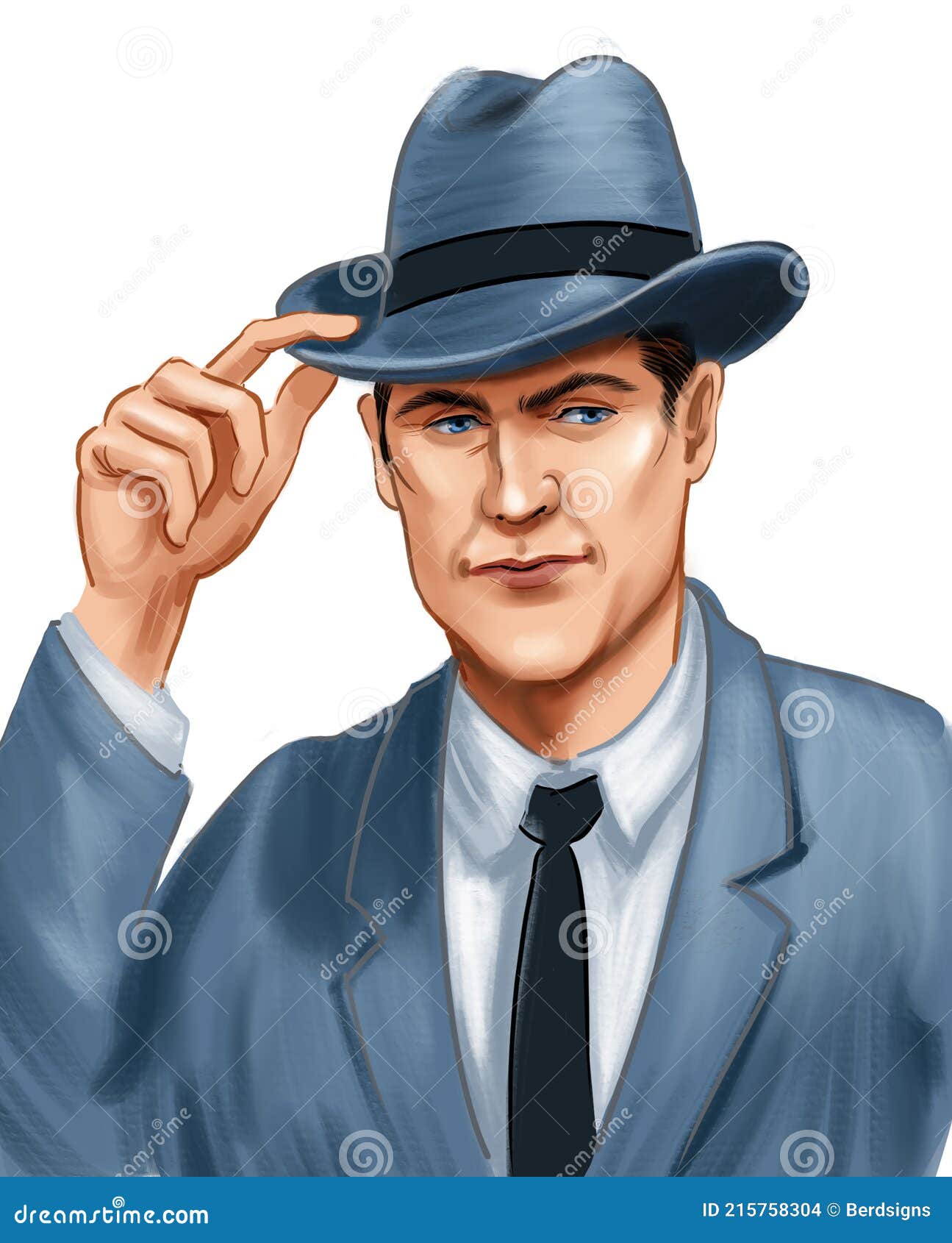 Man in hat stock illustration. Illustration of retro - 215758304
