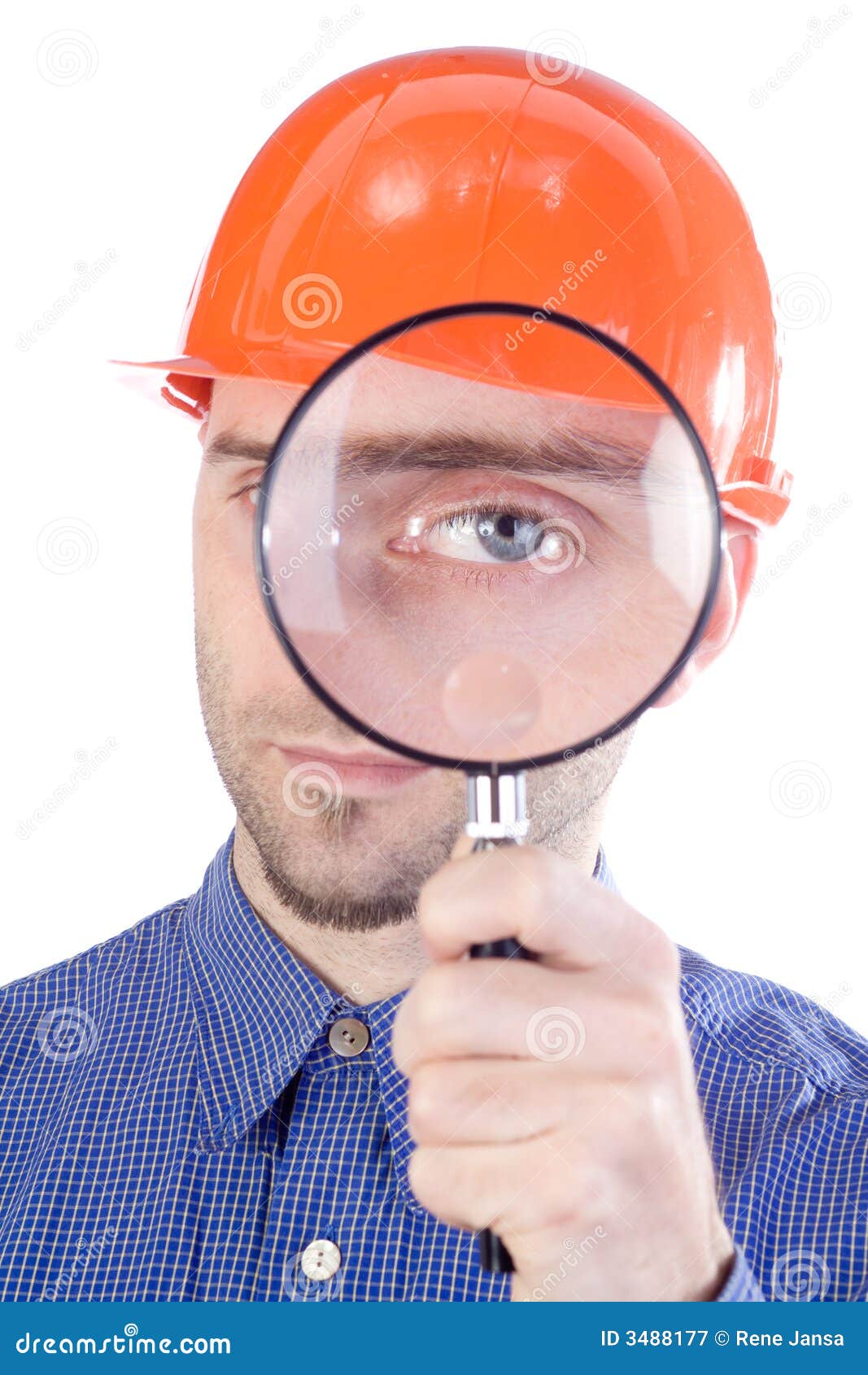 Man in Hat with Eye Magnified Stock Image - Image of seeking, search ...
