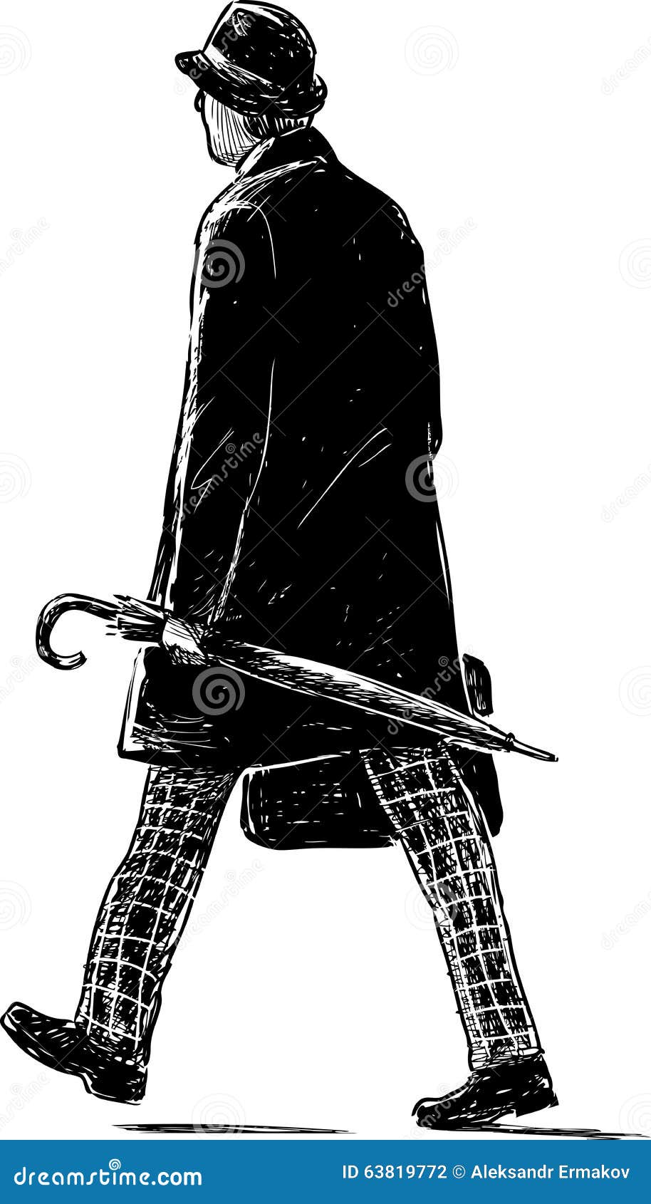 Man in the hat stock vector. Illustration of briefcase - 63819772