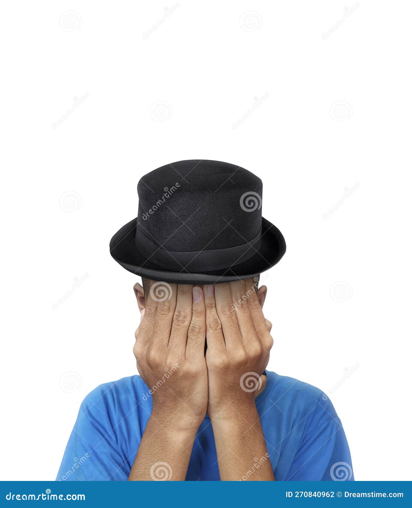Man with Hat View from Front on White Background Stock Photo - Image of ...