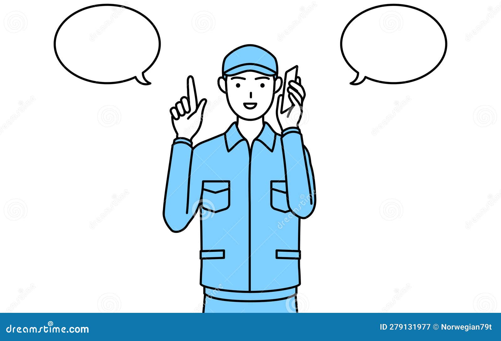 Man in Hat and Work Clothes Pointing while on the Phone Stock Vector ...
