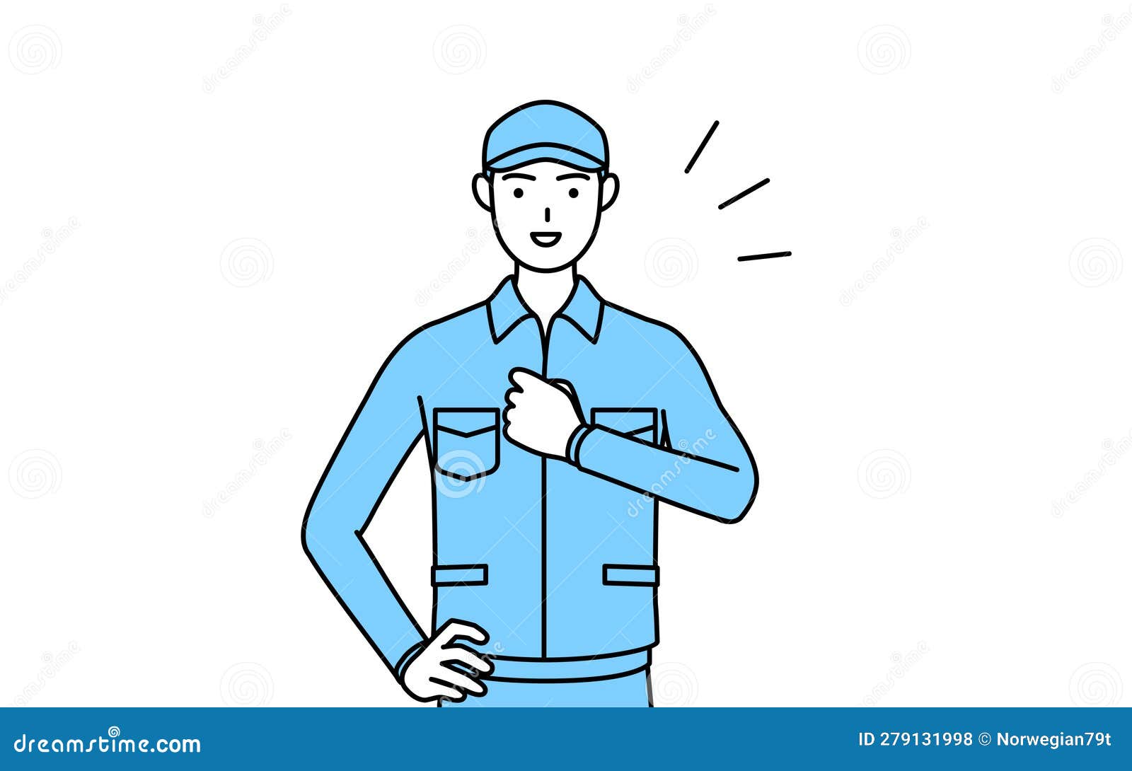 Man in Hat and Work Clothes Tapping His Chest Stock Vector ...