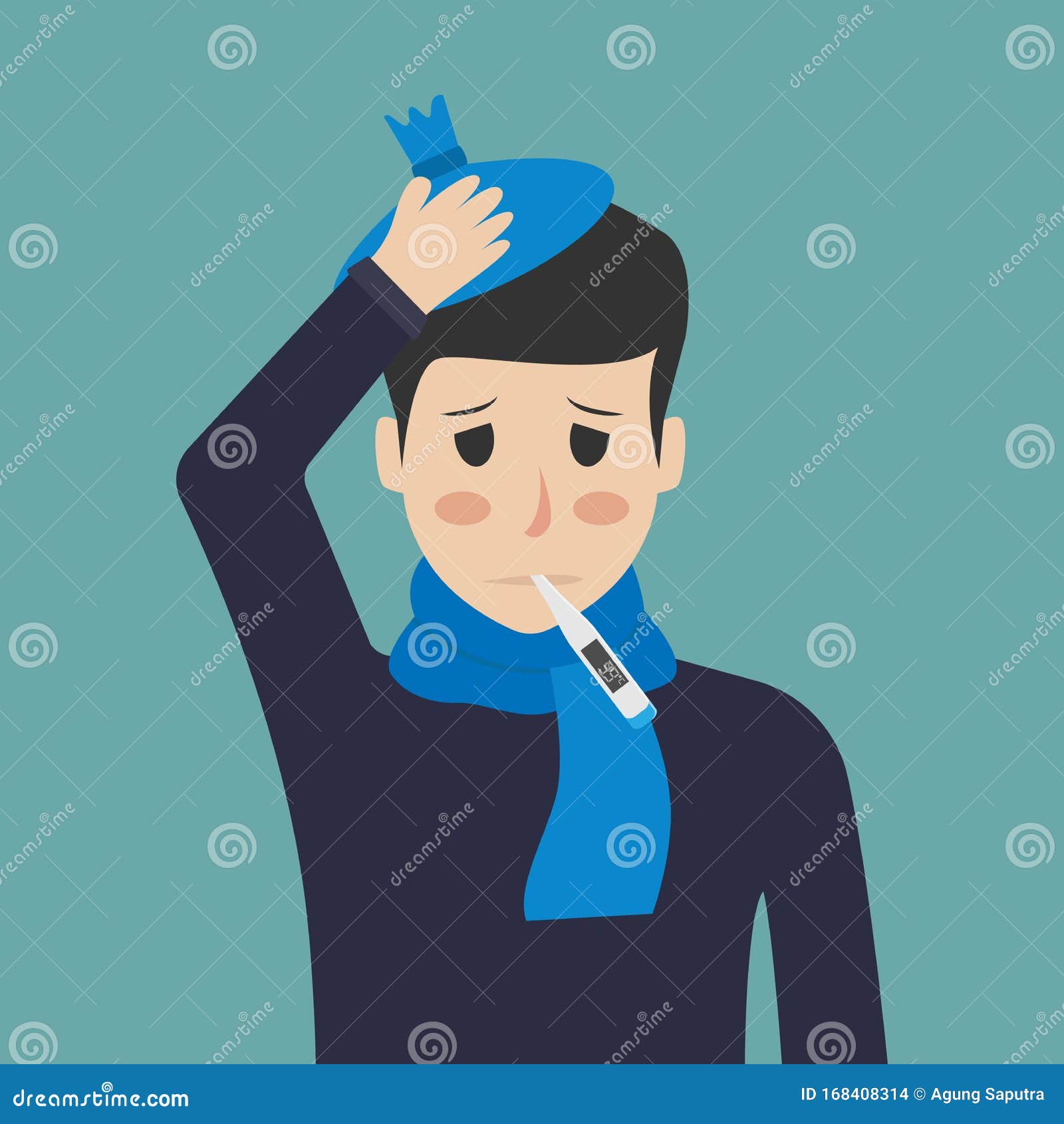 Man Have a Fever, Flat Design Vector Illustration Stock Vector ...