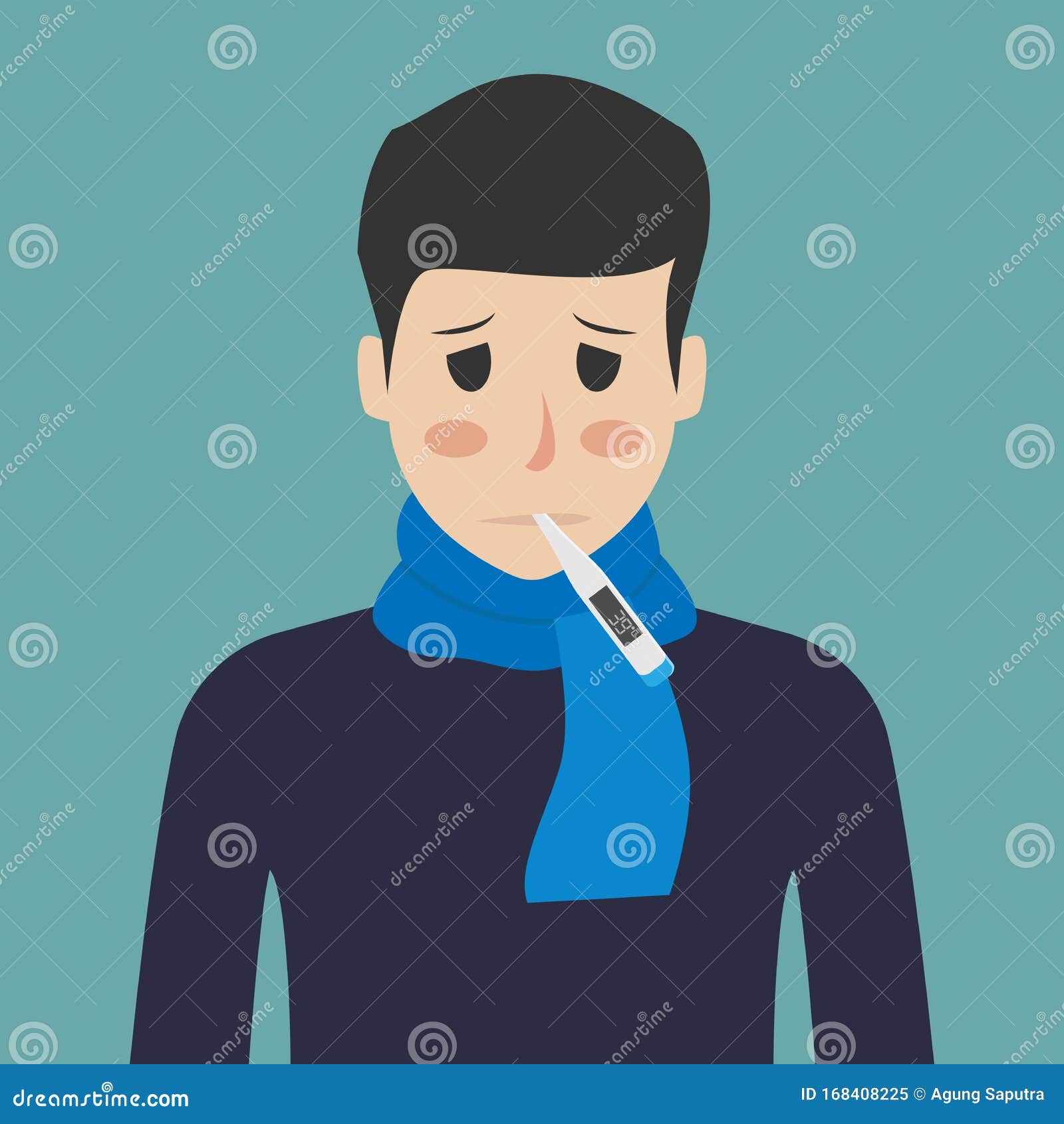 Man Have a Fever, Flat Design Vector Illustration Stock Vector ...
