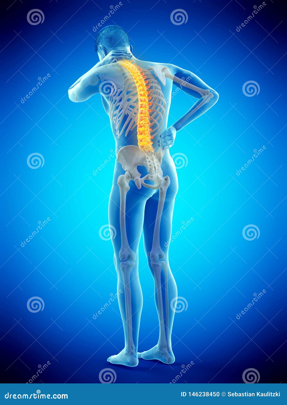 A man having a backache stock illustration. Illustration of artwork ...