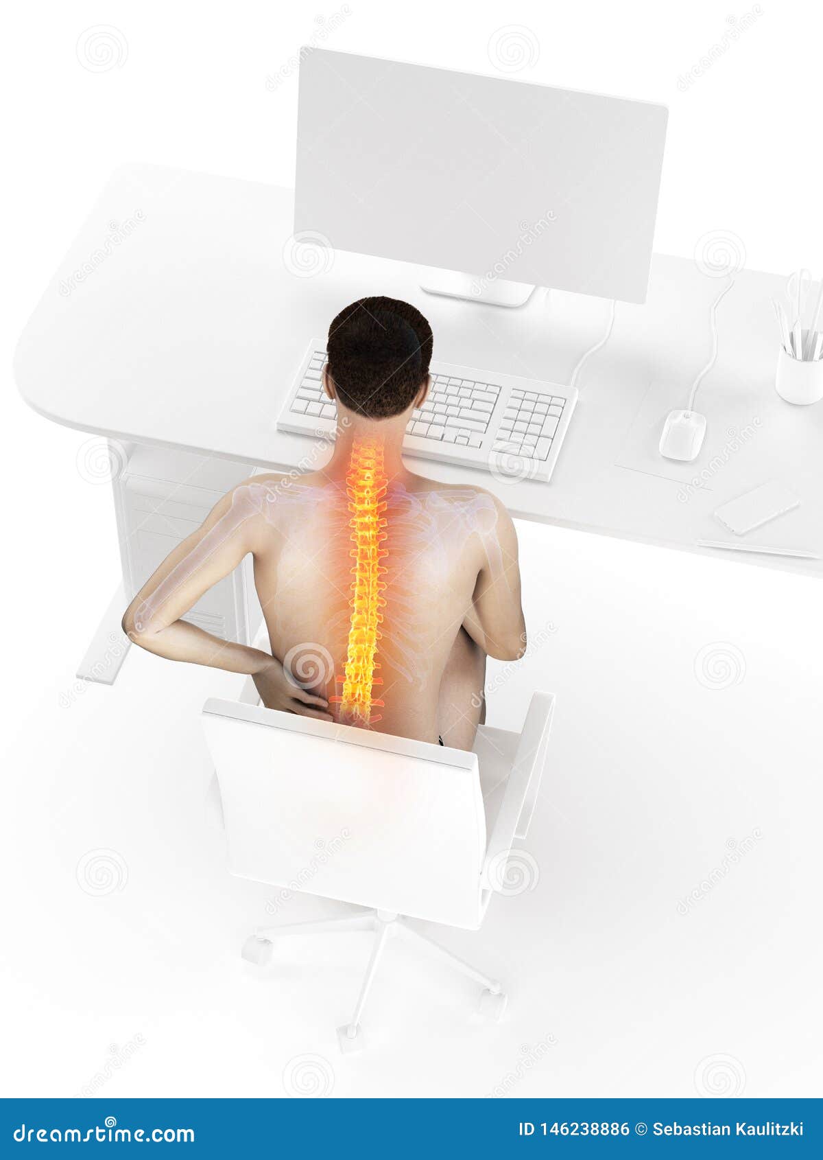 A man having a backache stock illustration. Illustration of posture ...