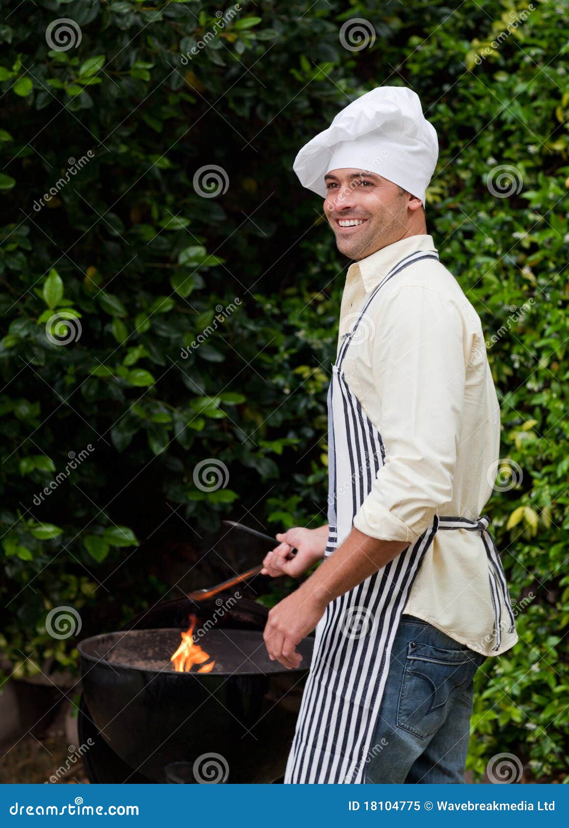 Man having a barbecue stock image. Image of barbeque - 18104775