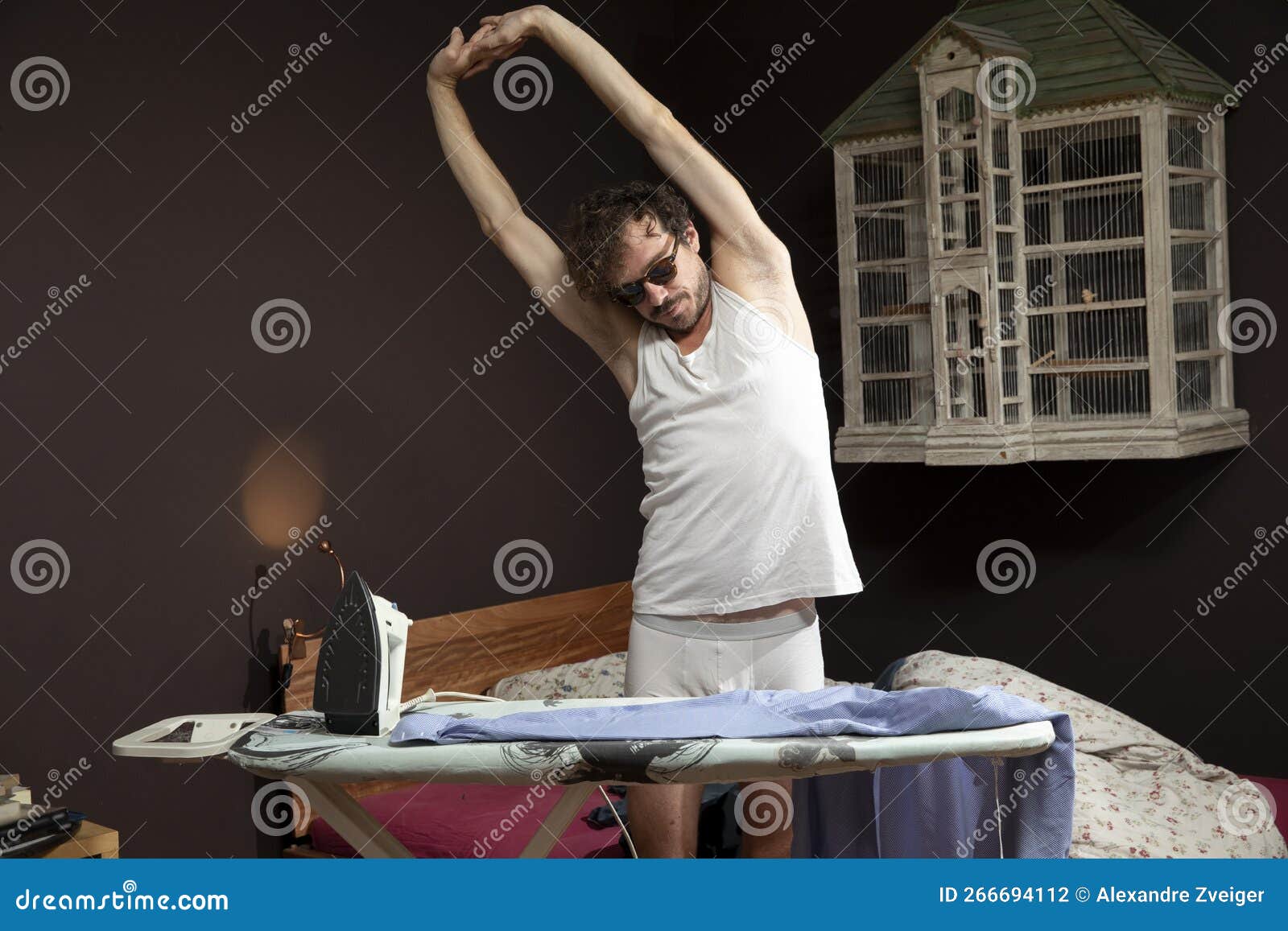 Man Having a Break during Housework. Situation of Perfect Single Stock ...