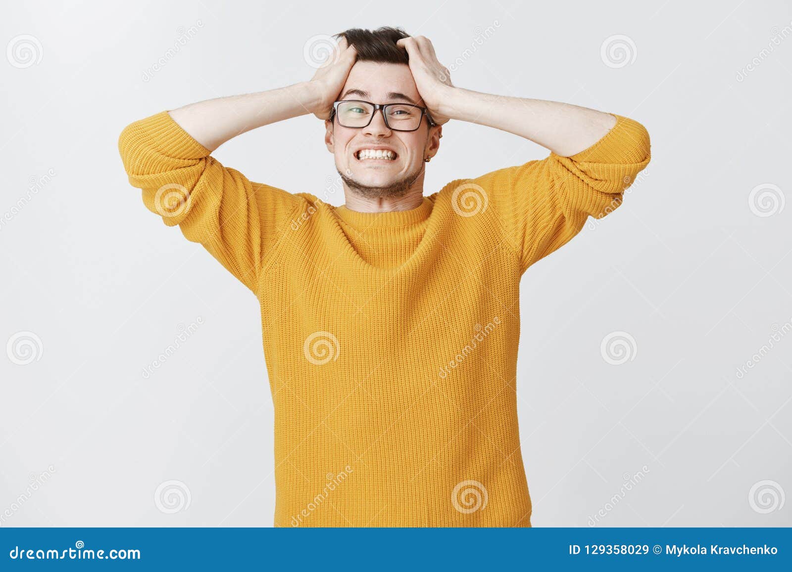 Man Having Breakdown Being Pressured and Distressed Pulling Hair Out of ...