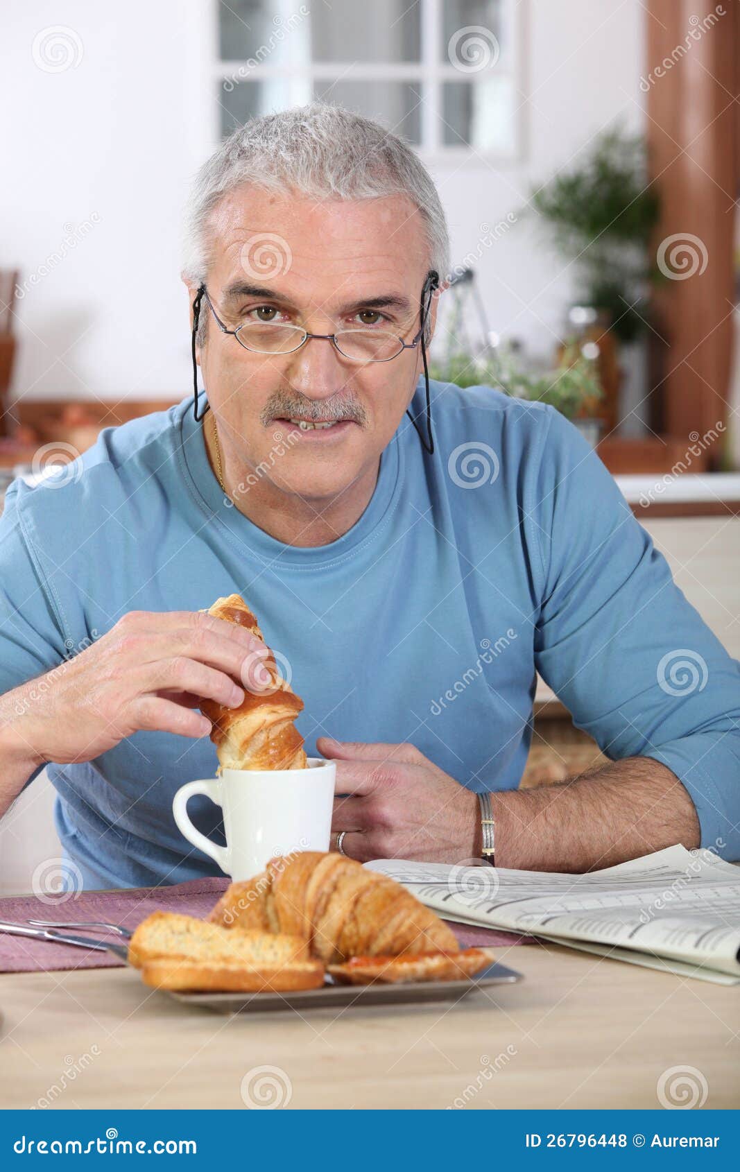 Man having breakfast stock photo. Image of drink, cappuccino - 26796448