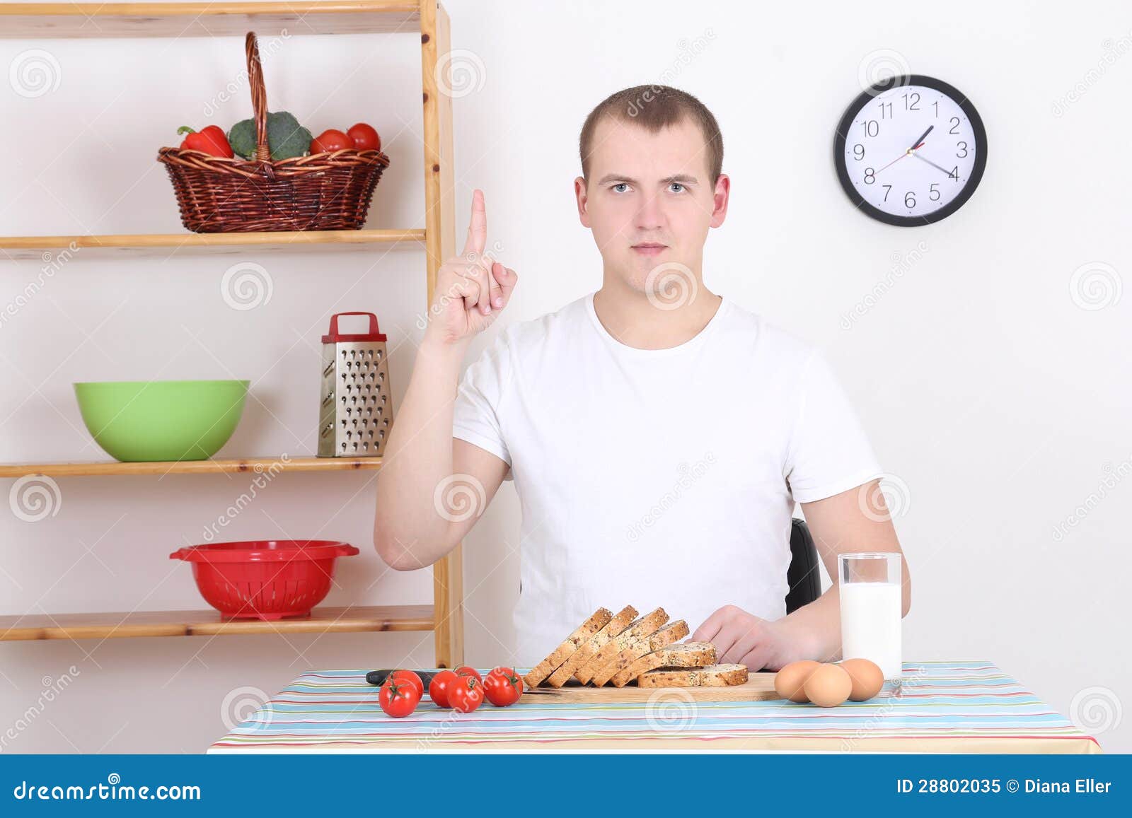 Man Having Breakfast in the Kitchen Stock Image - Image of casual ...