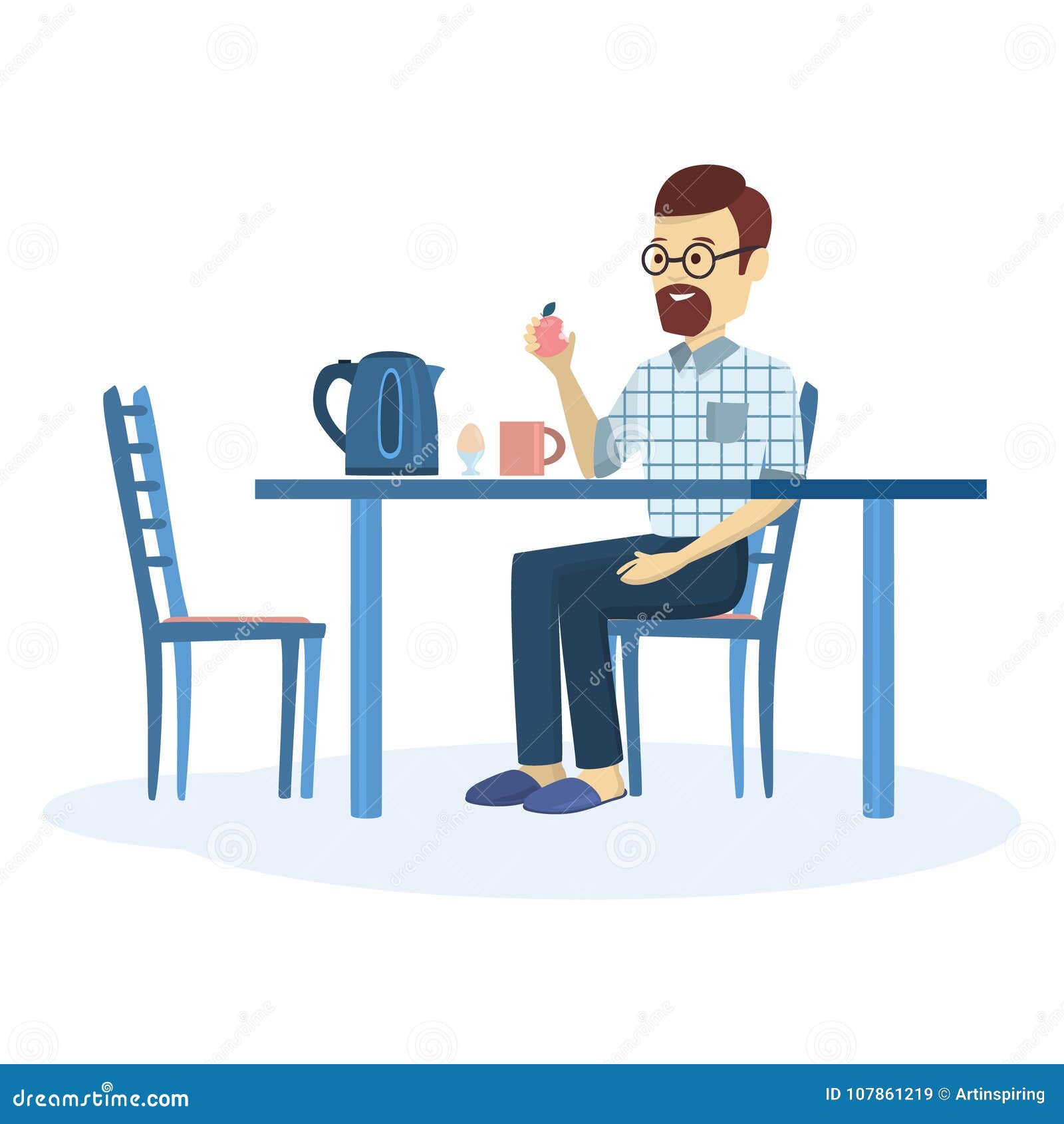 Man having breakfast. stock vector. Illustration of dine - 107861219