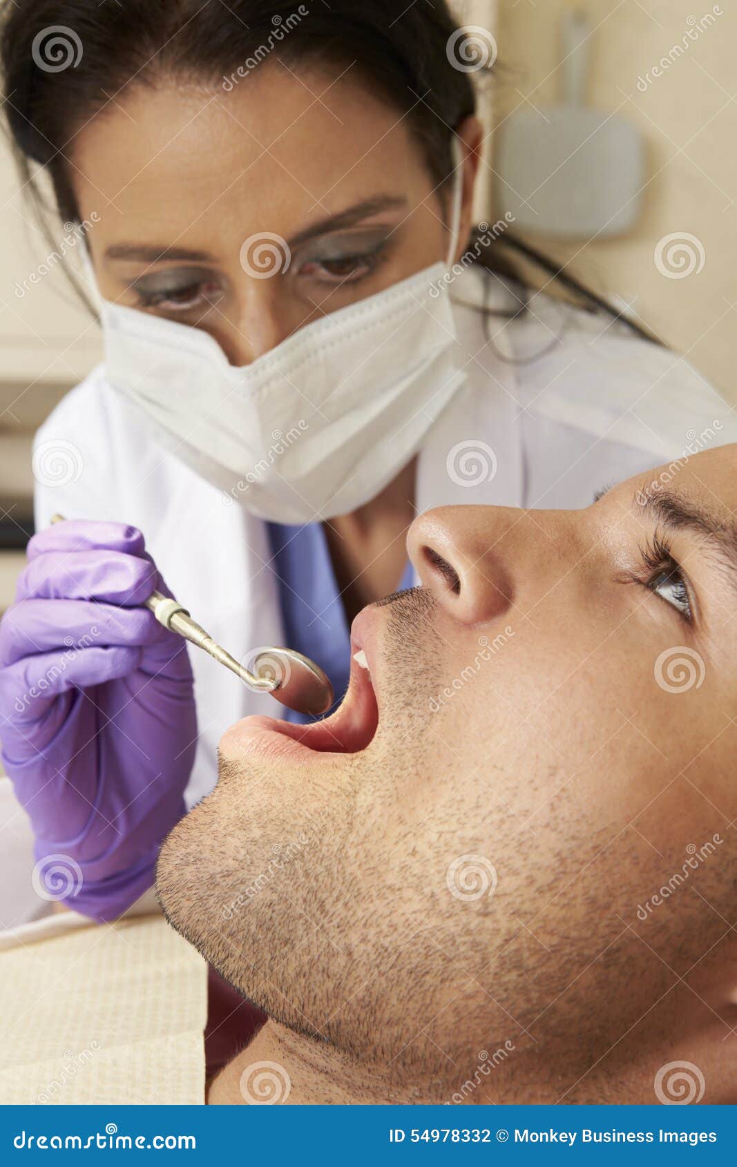 Man Having Check Up at Dentists Surgery Stock Photo - Image of gloves ...