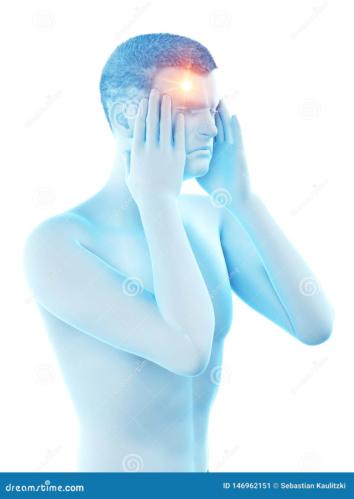 A Man Having a Cluster Headache Stock Illustration - Illustration of ...