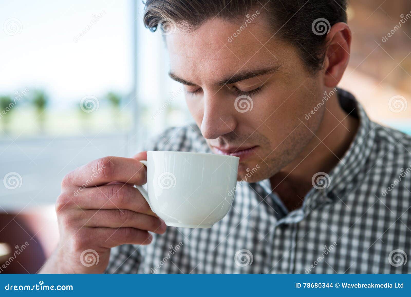 Man Having Coffee in Coffee Shop Stock Photo - Image of adult, cafe ...