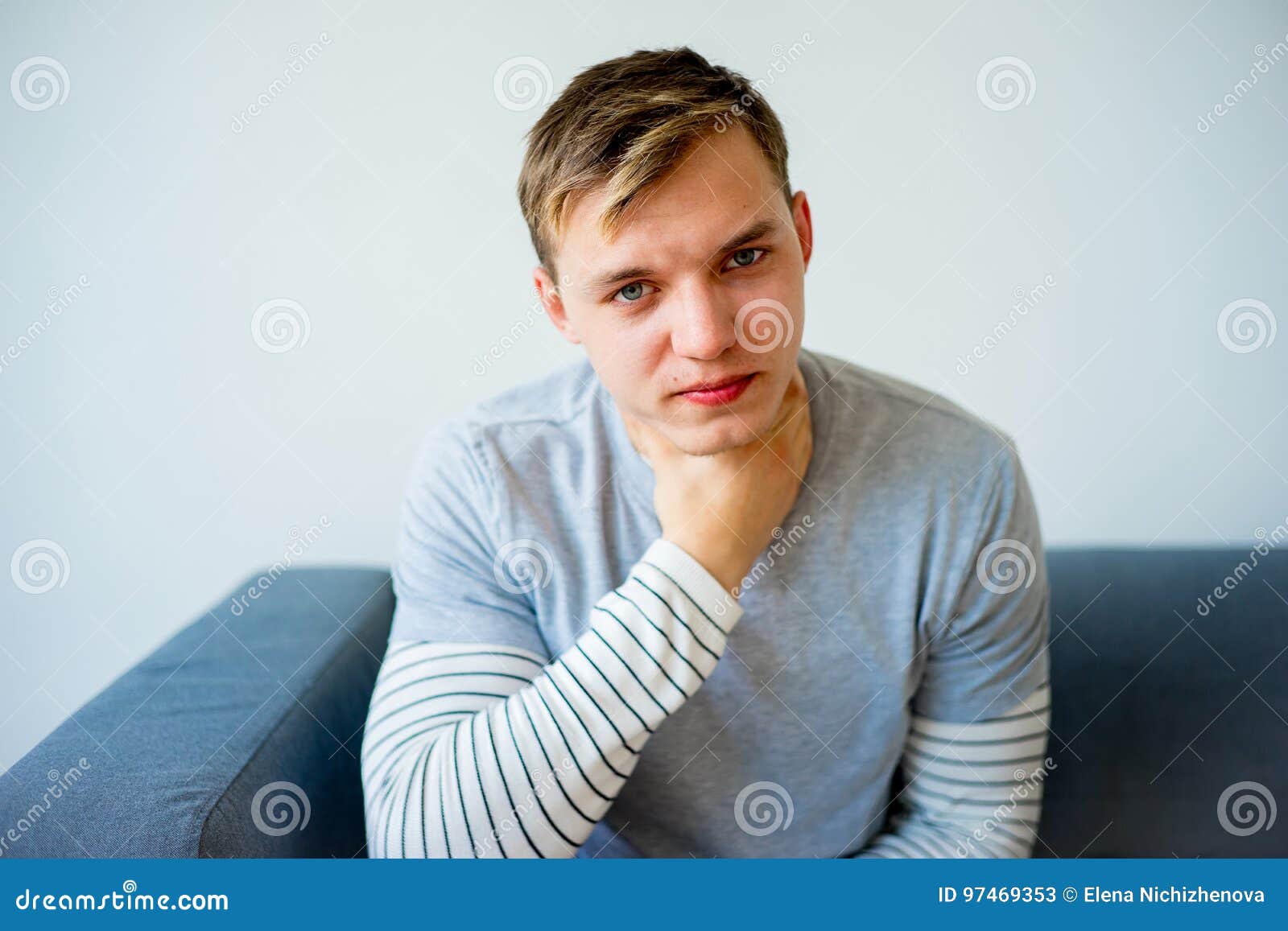 Man having cold stock image. Image of tissue, handkerchief - 97469353