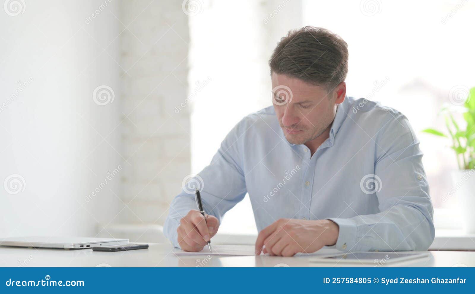 Man Having Disappointment while Writing on Paper Stock Image - Image of ...